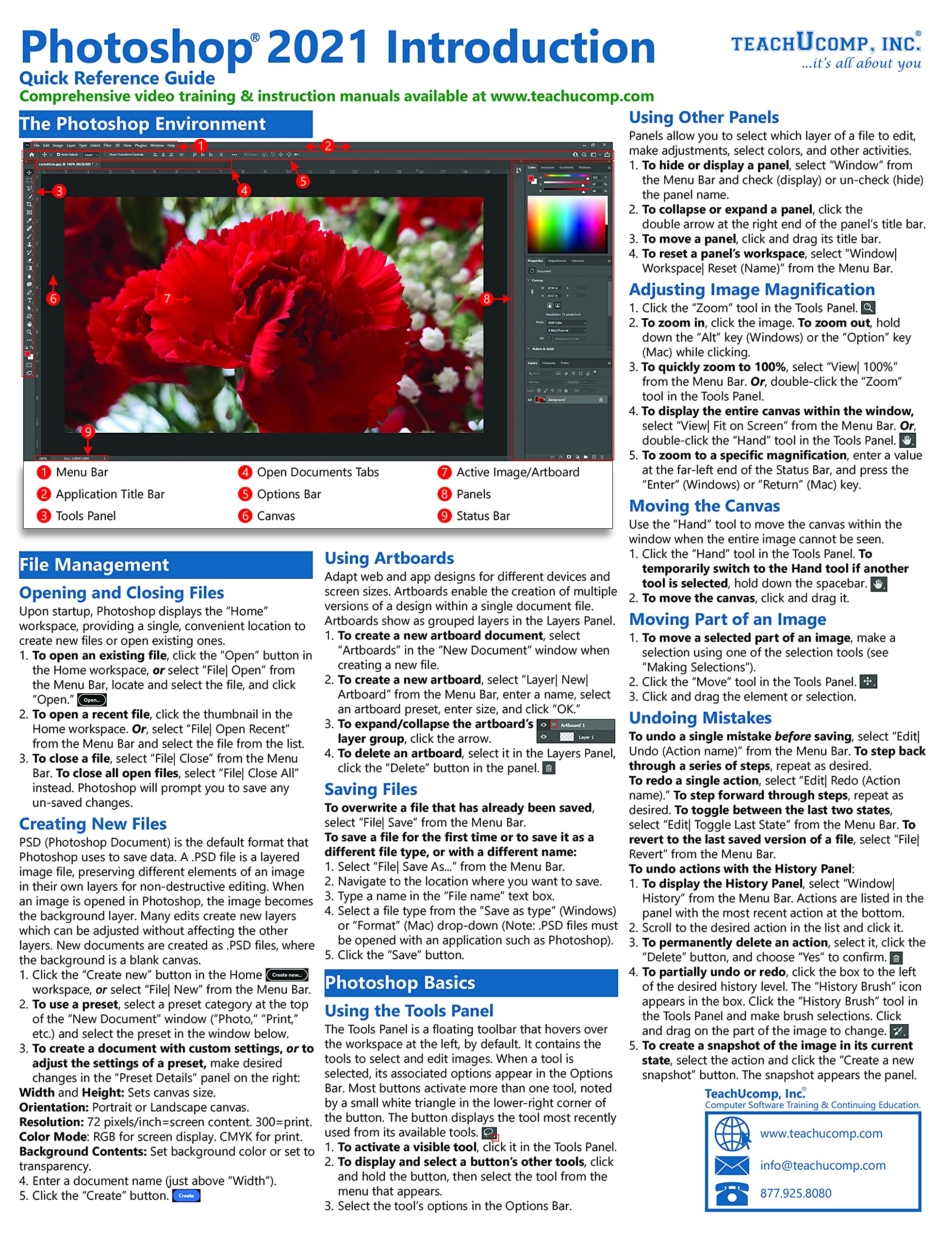 Adobe Photoshop 2021 Introduction Quick Reference Training Tutorial Guide (Cheat Sheet of ...