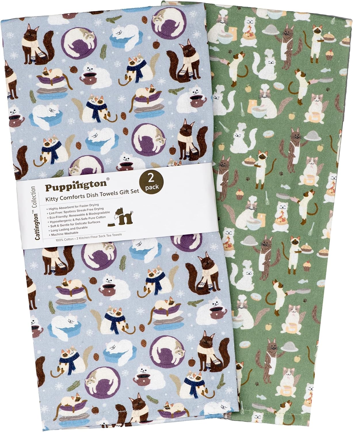 Amazon.com: Cattington Cat Kitchen Towels & Cat Decor - Cat Gifts for ...