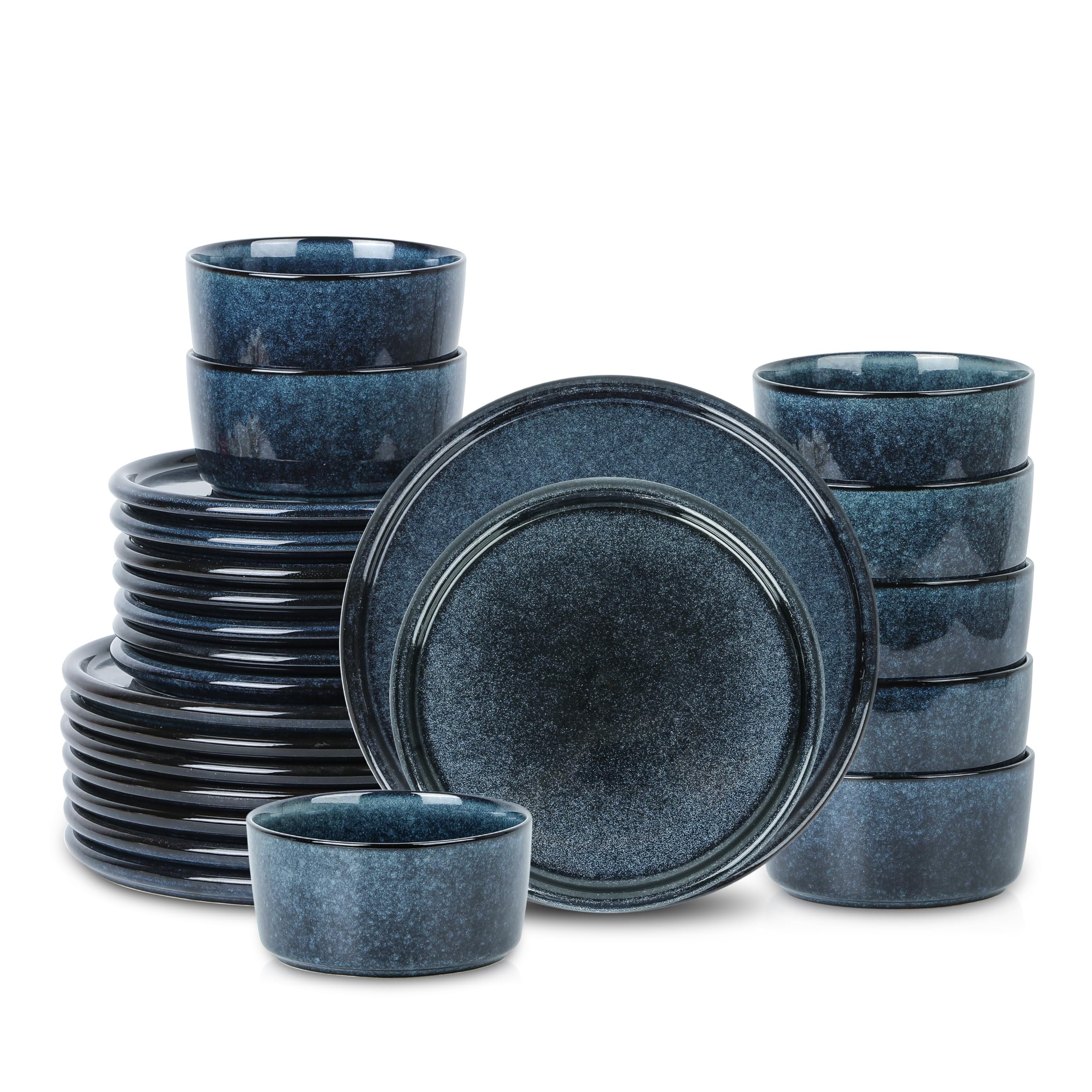 Amazon.com | Stone Lain Eden 24-Piece Dinnerware Set Stoneware, Dark ...