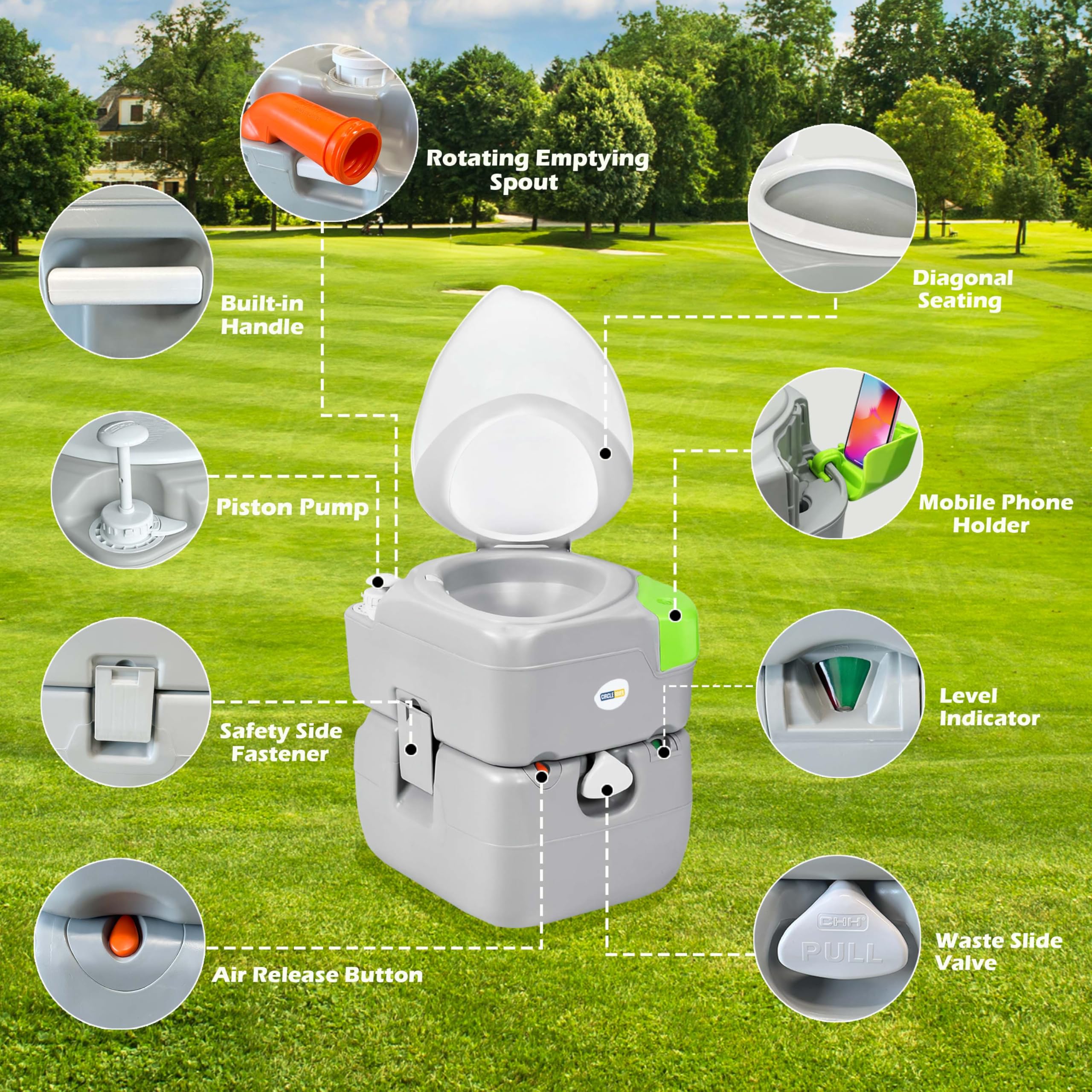Porta Potty Clirass 5.8-Gallon Portable Toilet - Detachable Tank With ...