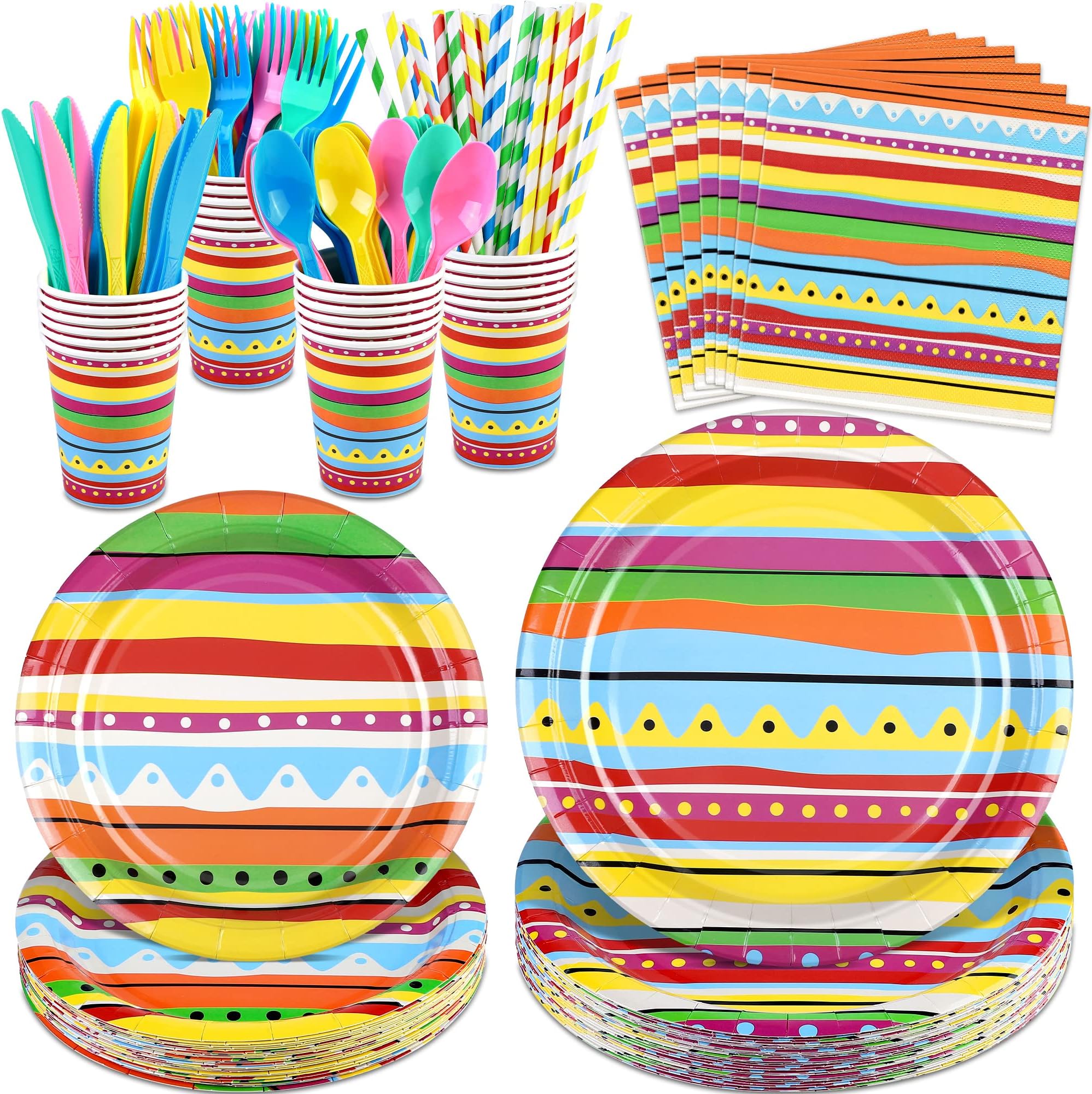 Amazon.com: FillTouch 171 Pcs Mexican Party Supplies Mexican Tableware ...