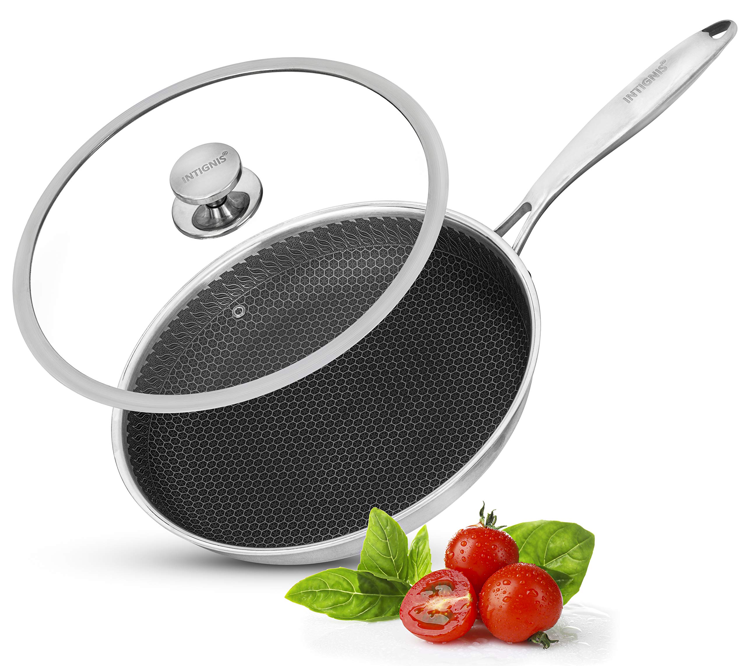 INTIGNIS Premium Frying Pan with Lid – 28 cm/ 11 Inches – Non-Stick ...