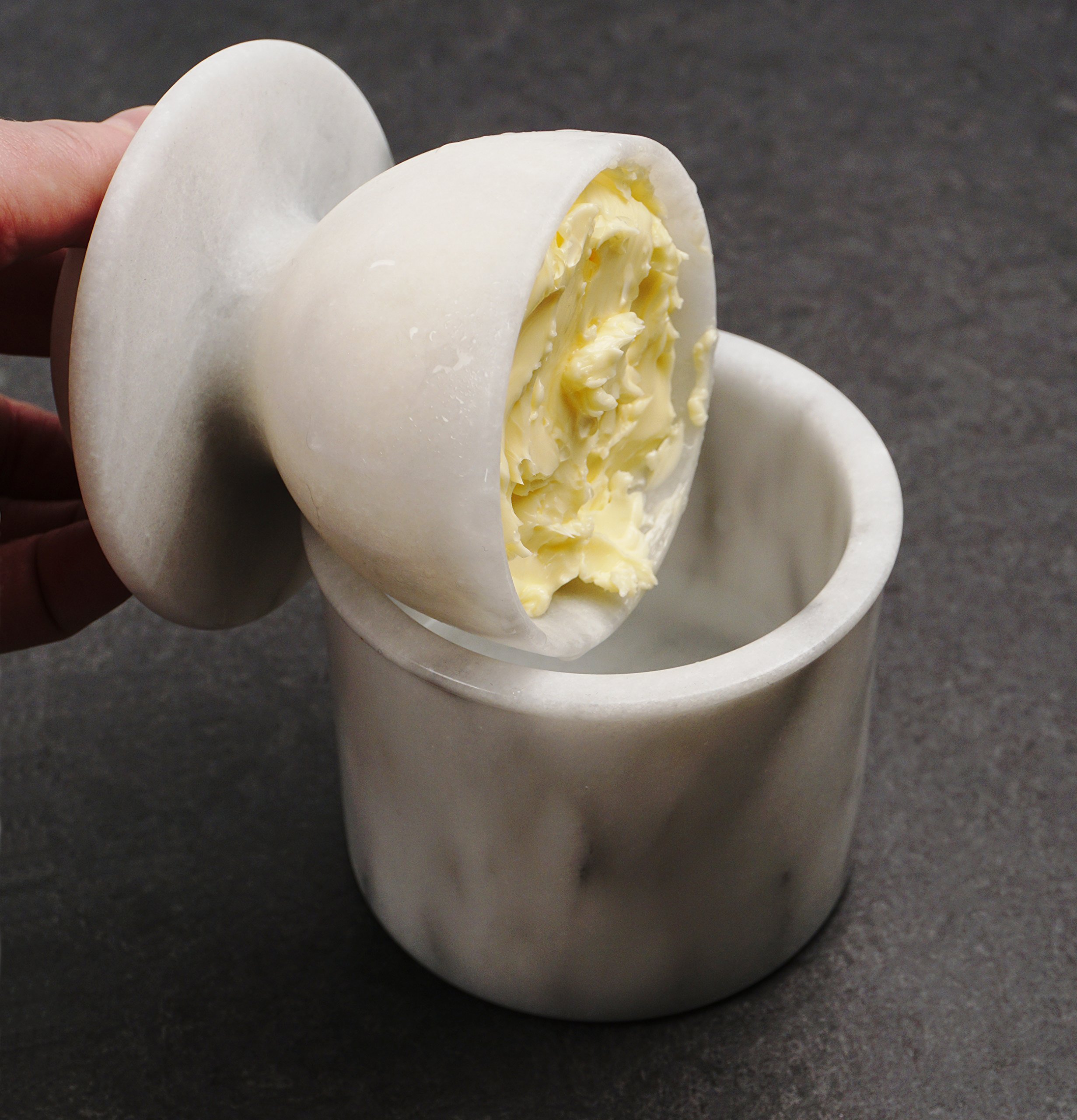 Snapklik.com : White Marble French Butter Pot, Holds One Stick Or 1/2 ...