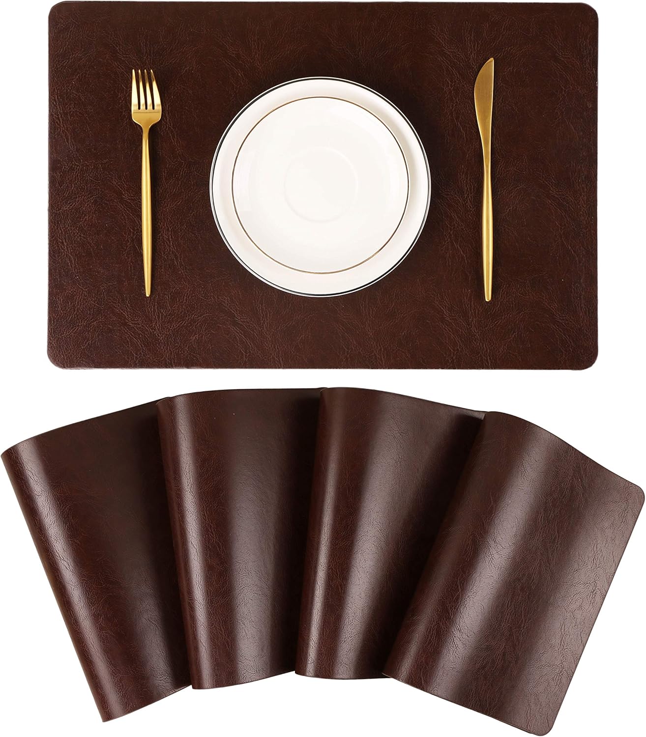 Amazon.com: Faux Leather Placemats, Set of 4 PU Table Mats, Easy to ...
