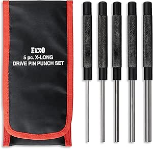 EXXO | 5-Piece Long Drive Pin Punch Set | 8 Inches |1/8”, 3/16”, 1/4 ...