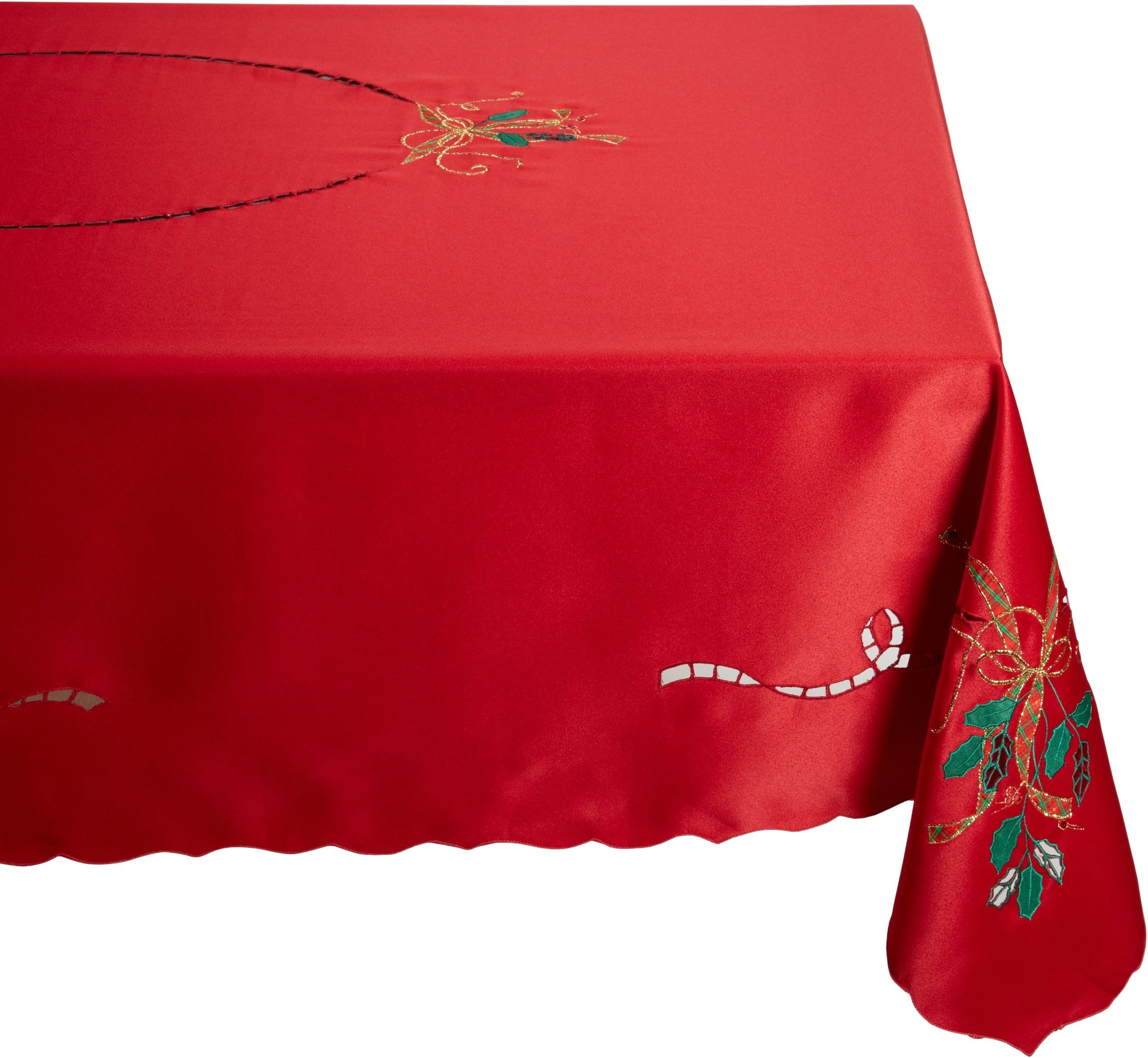 Amazon.com: Lenox Holly Damask Tablecloth, 60 by 104-Inch Oblong ...