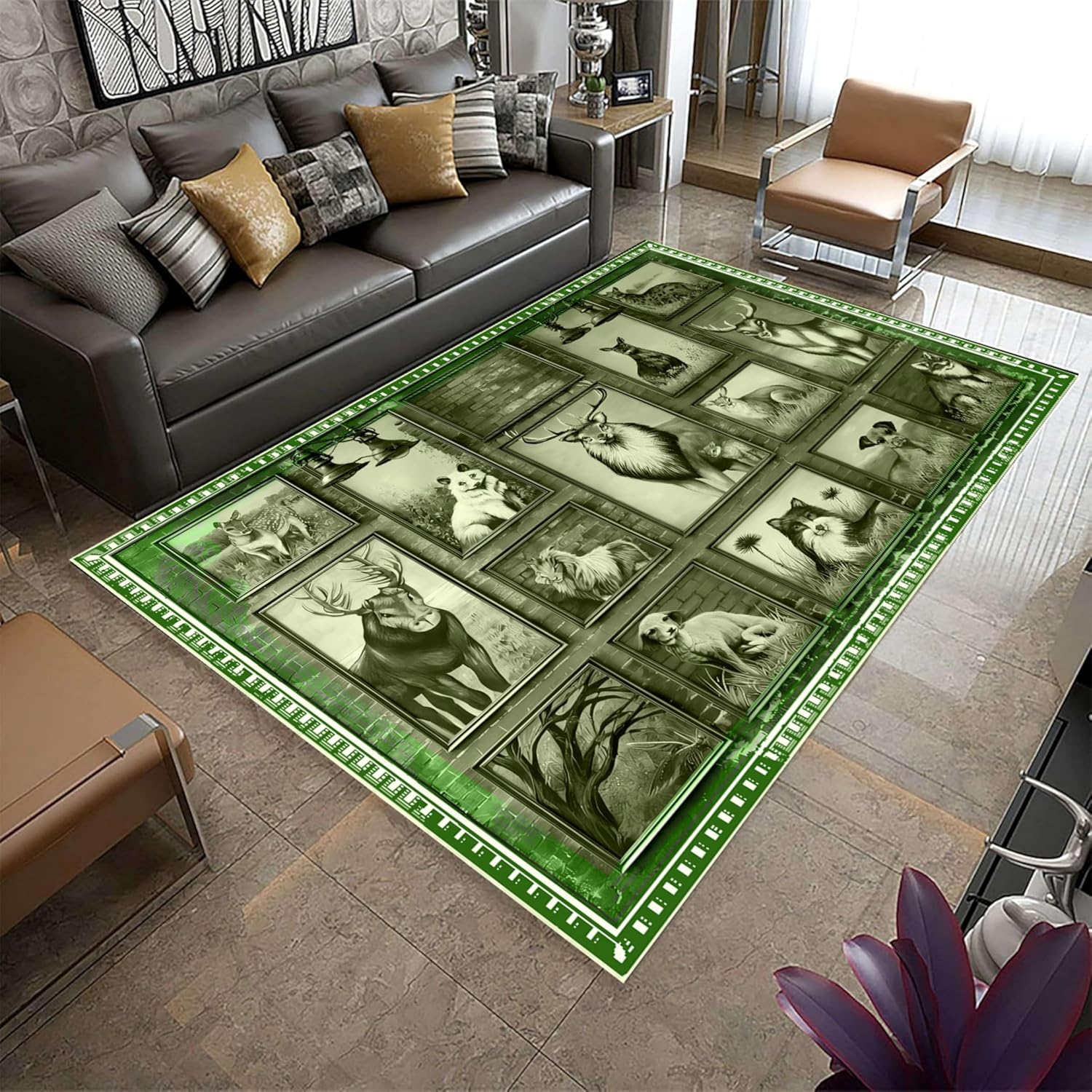 Amazon.com: Vintage Country Cabin Rugs, Woodland Wildlife Fox Moose ...