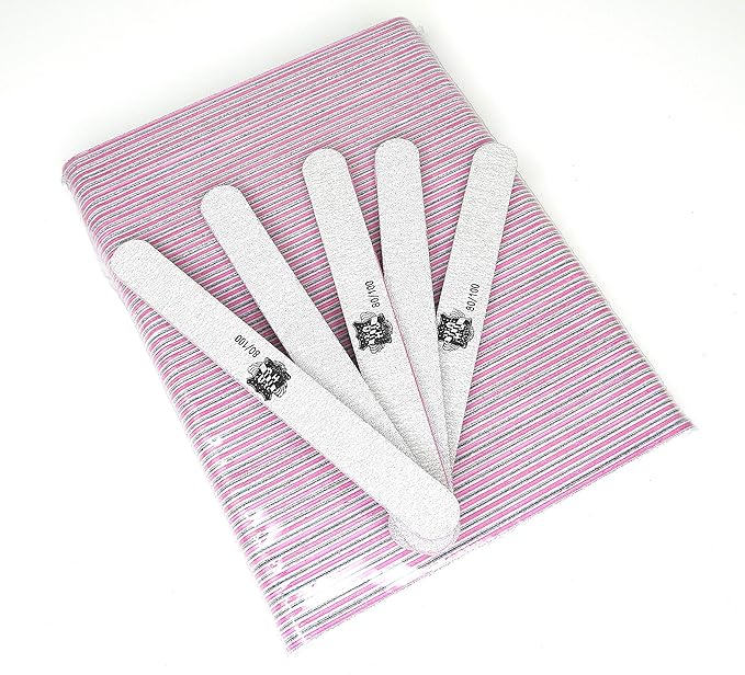Amazon.com : Professional Nail Files Grit 80/100 (50pcs in a Pack ...