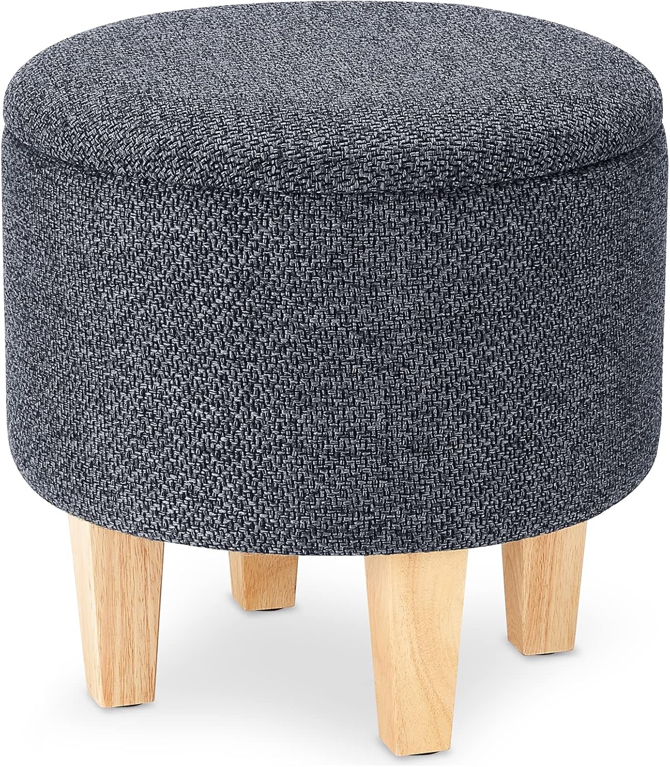 Amazon.com: USJRAO Linen Fabric Storage Ottoman Foot Rest Round ...