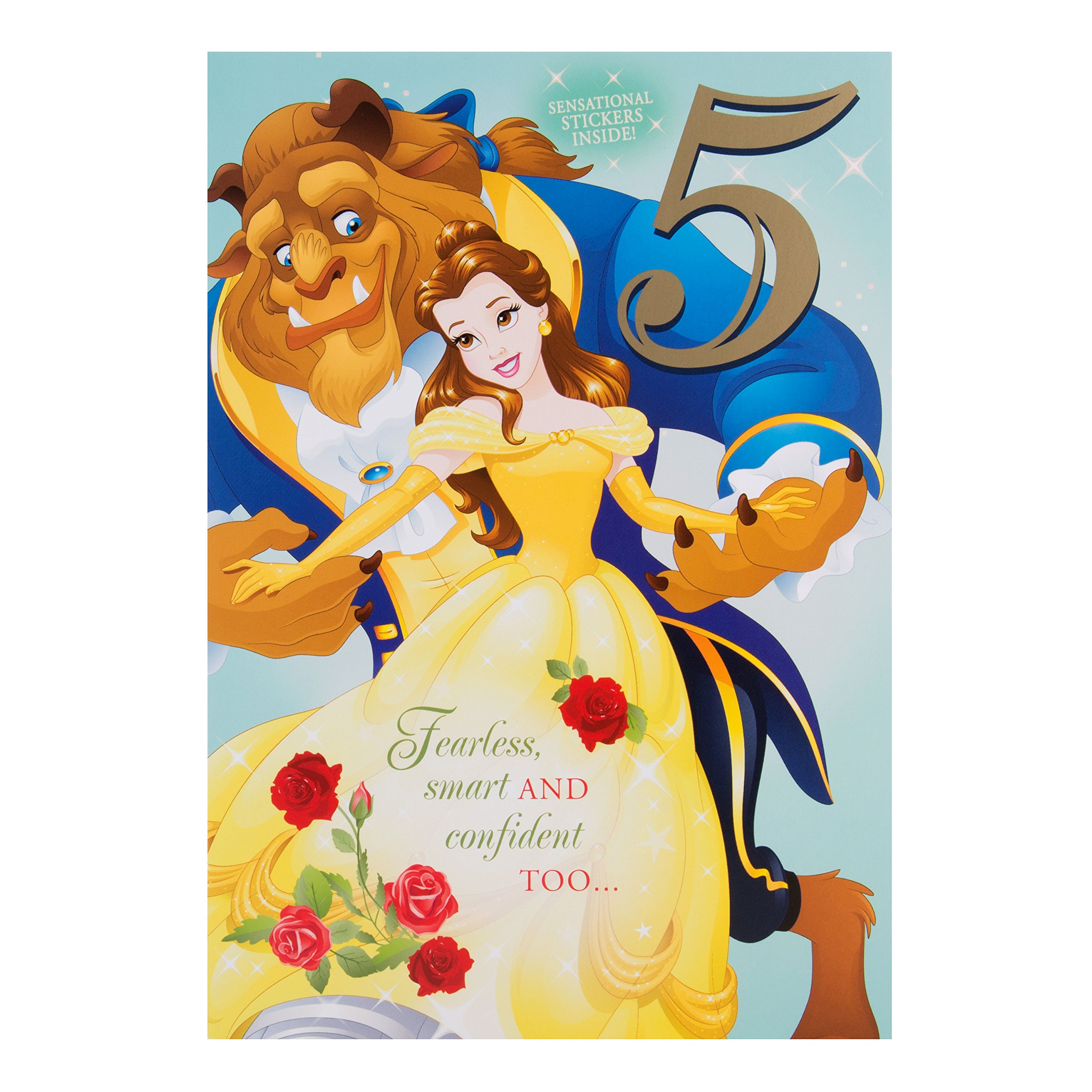 Hallmark Beauty And The Beast 5th Birthday Card Stickers Medium ...