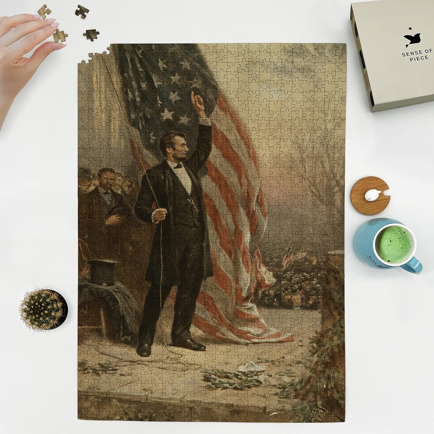 Foto de 1908 Presidente Abraham Lincoln, sosteniendo la cuerda, bandera ...