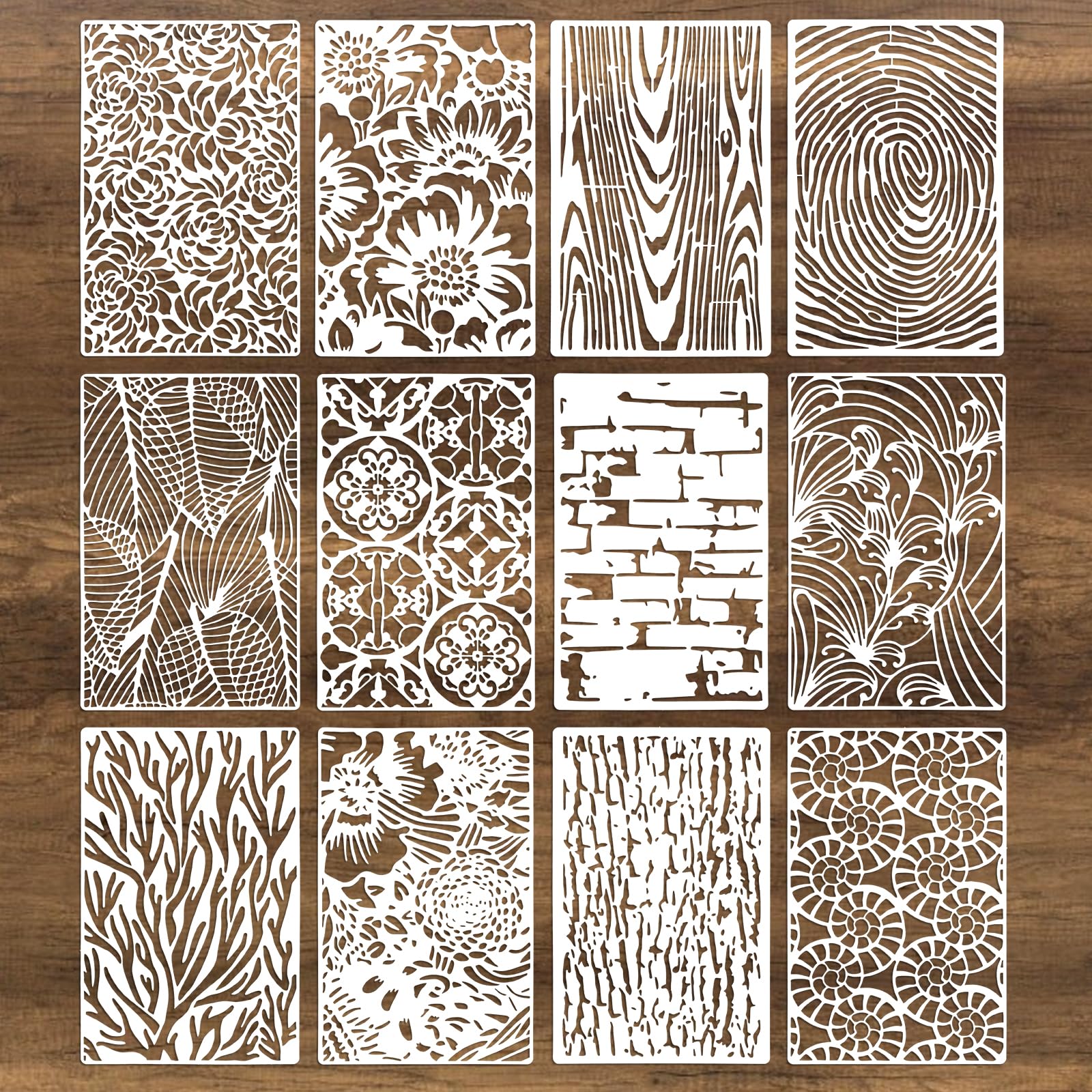 Snapklik.com : 12Pcs Mixed Media Stencils For Crafts, Reusable Stencils ...