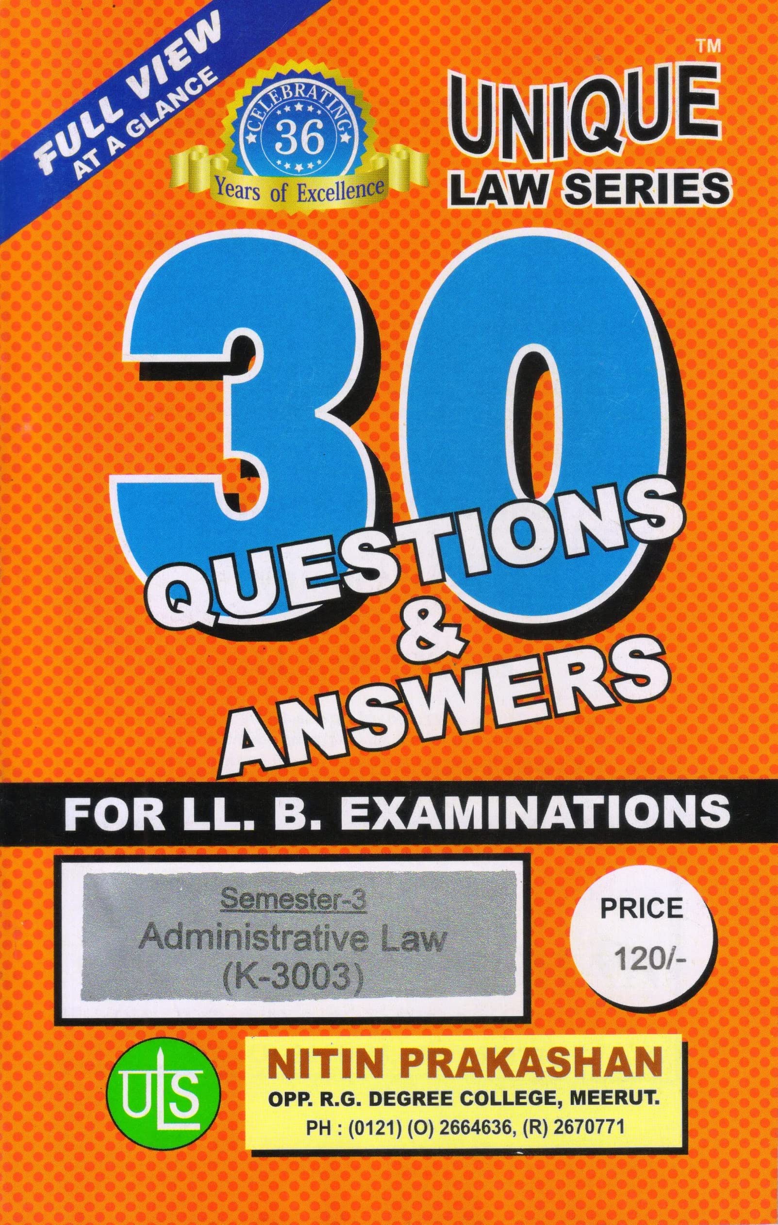 Buy Unique Law Series 30 Q & A For LL.B Examination 5 Books, Semester ...