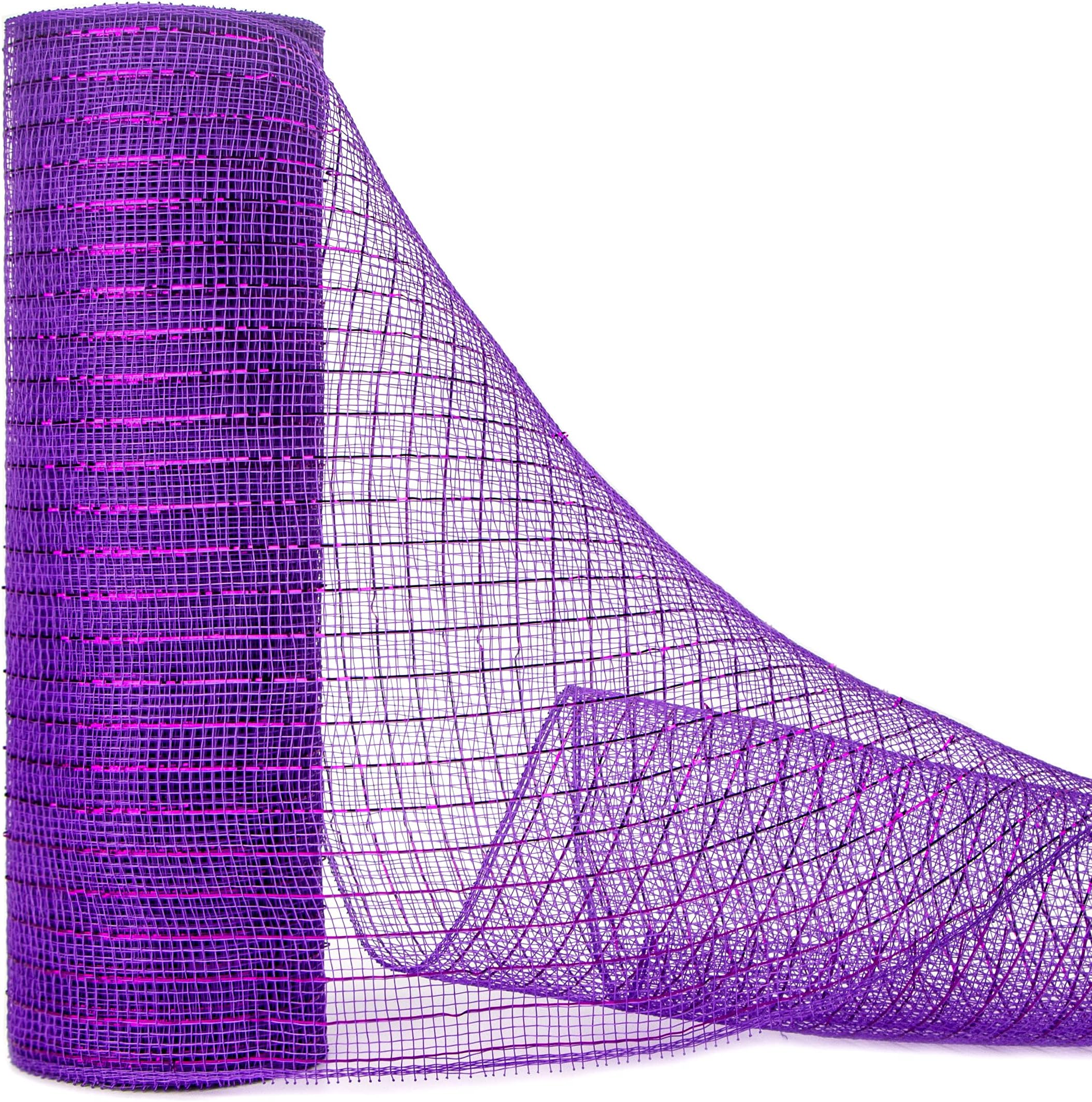 Amazon.com: 10 Inch x 30 Feet Deco Poly Mesh Ribbon - Purple Non ...