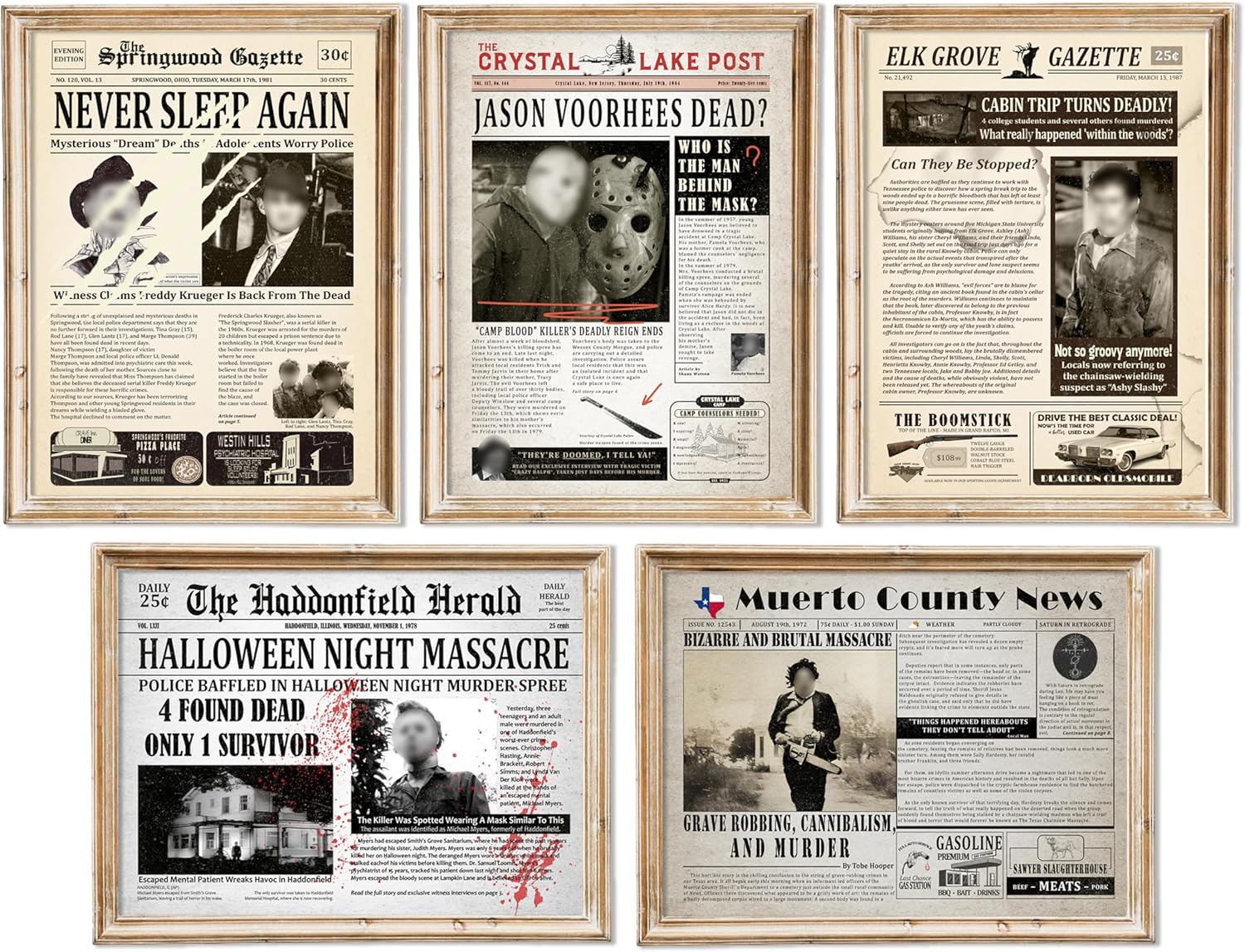 Vintage Movie Horror Posters Halloween Wall Art Bedroom Decor Size A3 Scary Newspaper 5 Serial ...