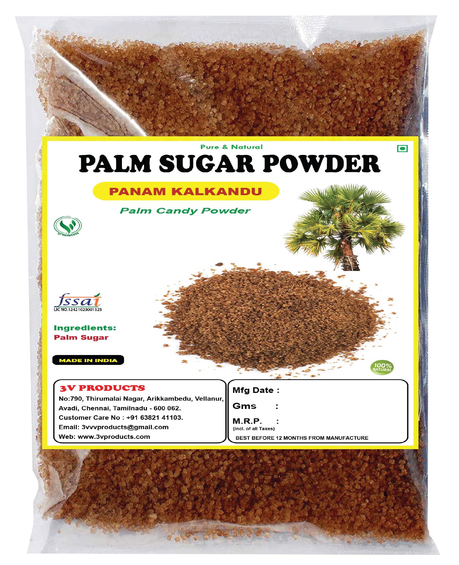 3V PRODUCTS Natural Palm Sugar Powder 1Kg | Panakarkandu Powder | Palm ...