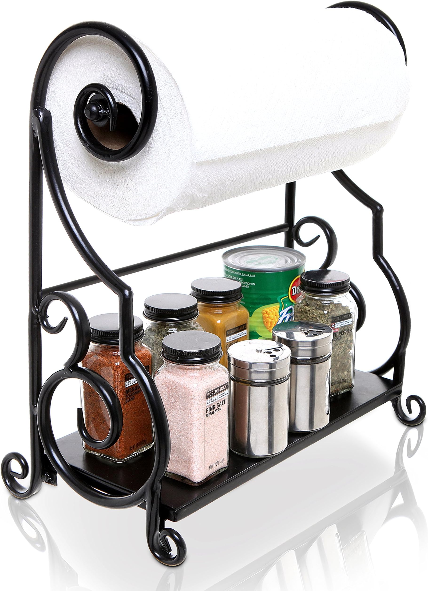 Amazon.com - MyGift Black Metal Paper Towel Holder Stand and Condiment ...