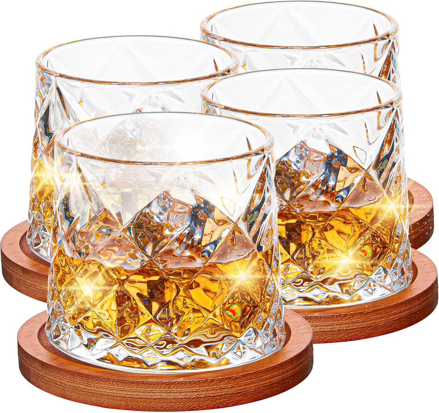 Amazon.com | ACHEER 10 Oz Large Spinning Crystal Whiskey Glasses set of ...