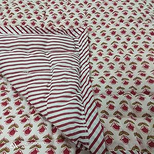 Amazon.com: Ridhi Block Print Quilted Throw Blanket 100% Cotton Quilt ...