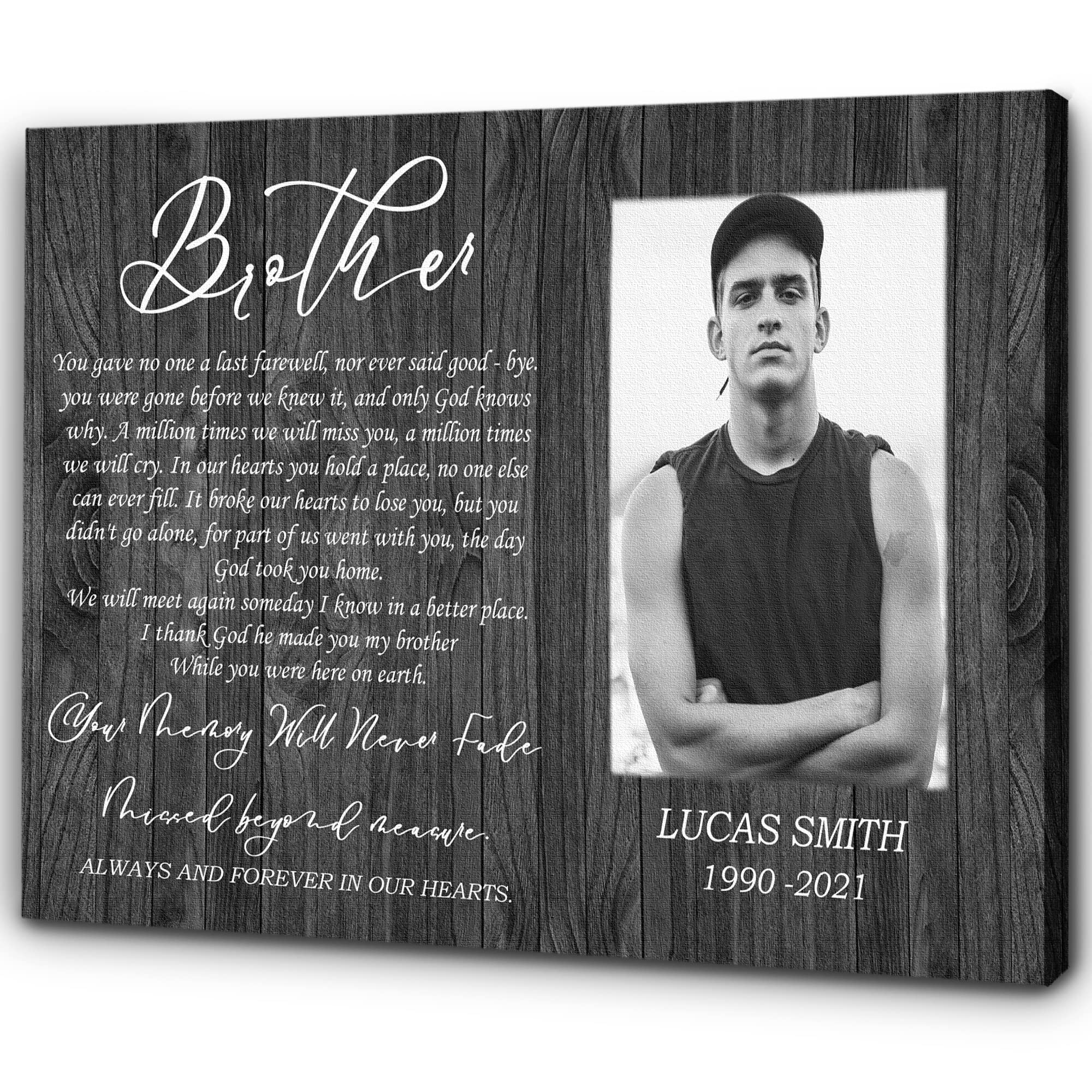 Buy Brother Remembrance Canvas| Loss of Brother Gift Memorial| Sympathy ...