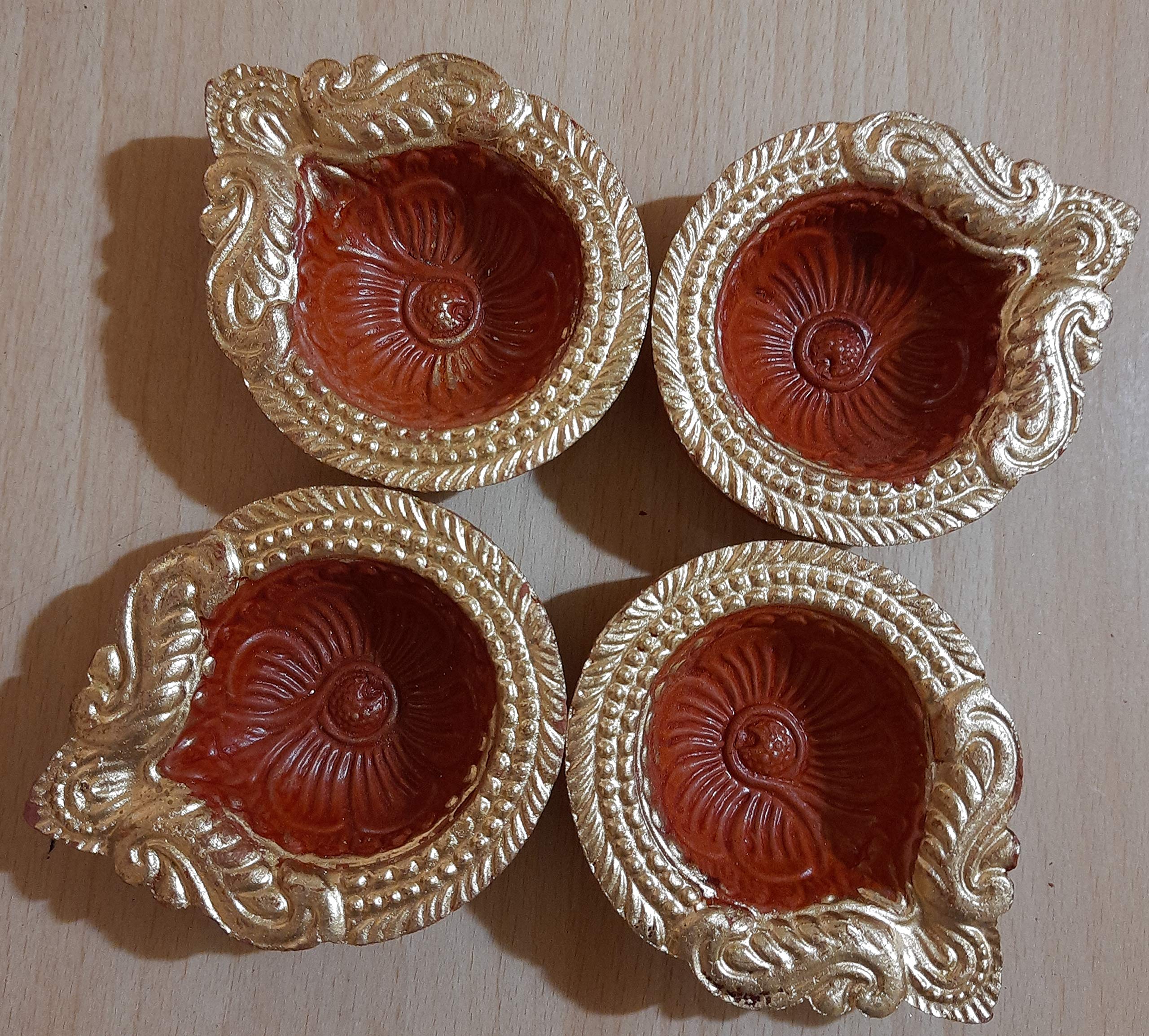 Colorful Clay Diya Set AVADOR Handmade Clay Diya - 12 Inch Traditional ...