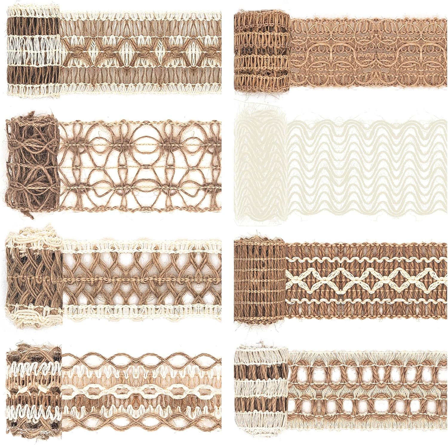 Amazon.com: 8 Packs Jute Ribbon Natural Burlap Ribbon Roll with Lace ...