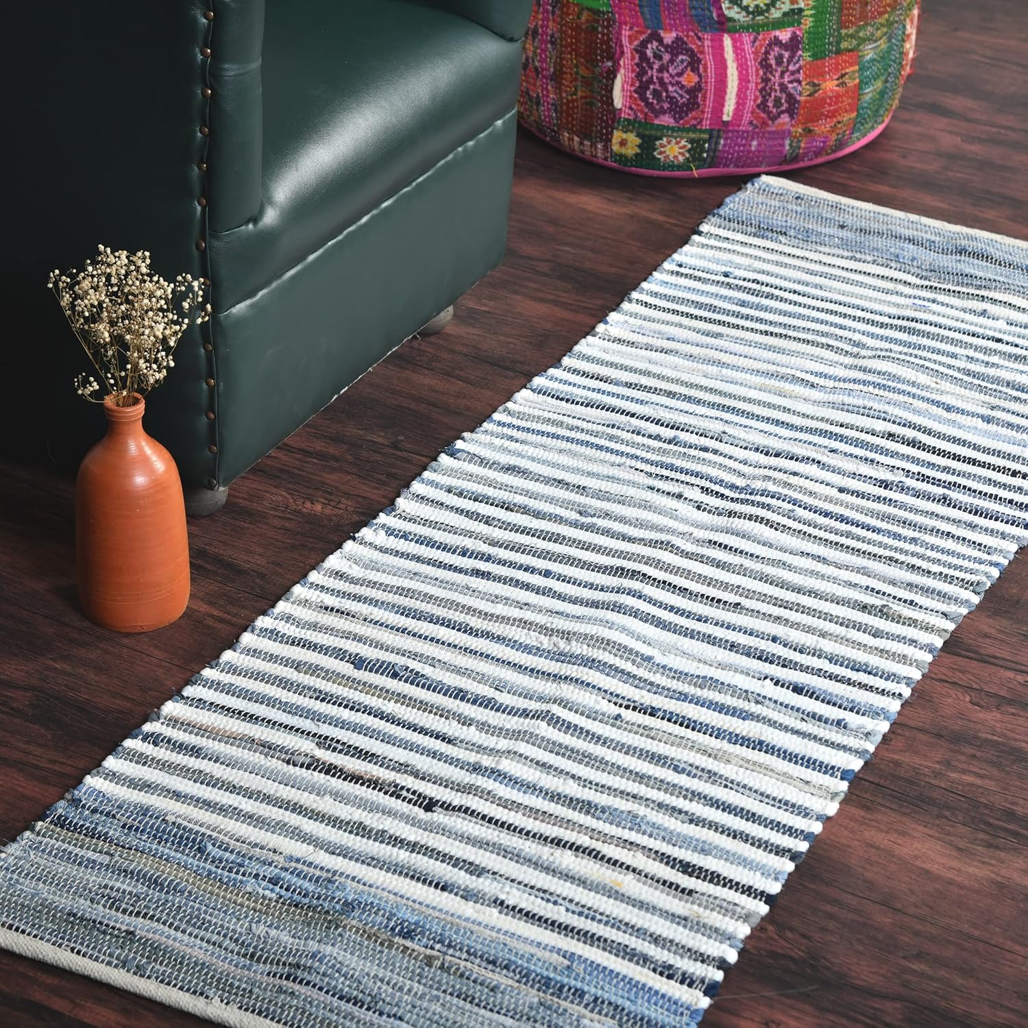 Amazon.com: HOMEMONDE Denim Stripes Area Rug 2 x 6 ft Entryway Runner ...