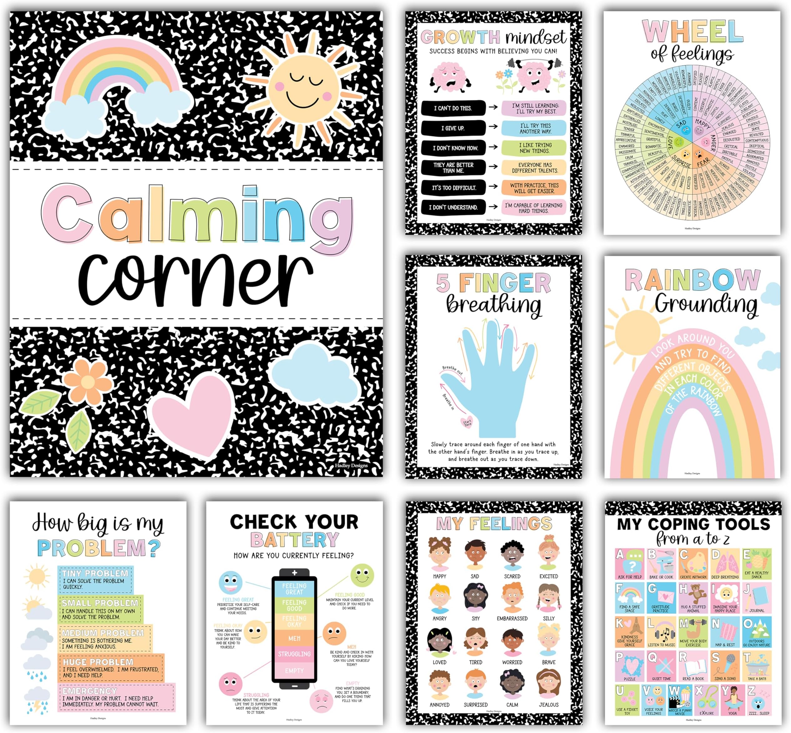 Amazon.com : 9 Calming Corner Posters for Classroom Must Haves for ...