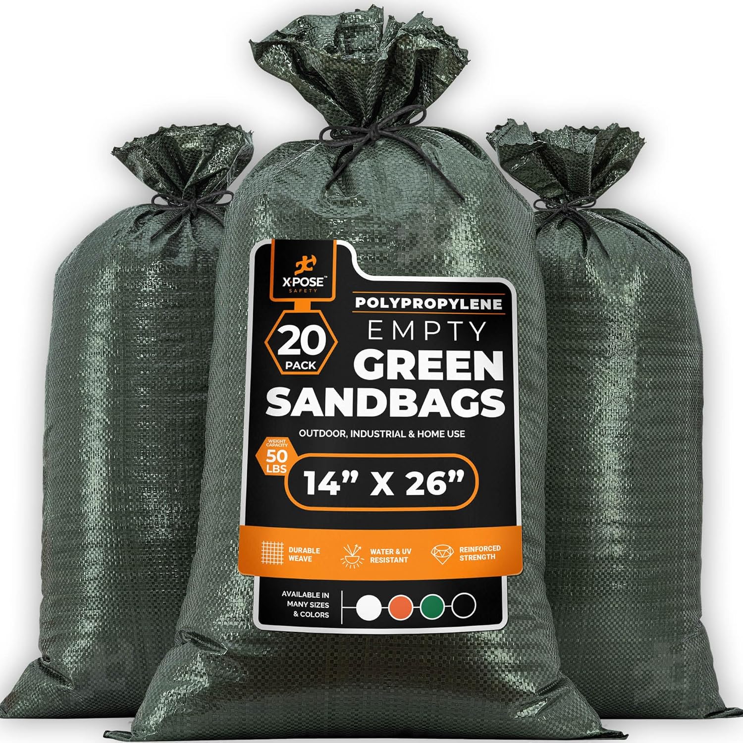Amazon.com : Woven Polypropylene Sand Bags for Flooding, Gravel - 14" x ...