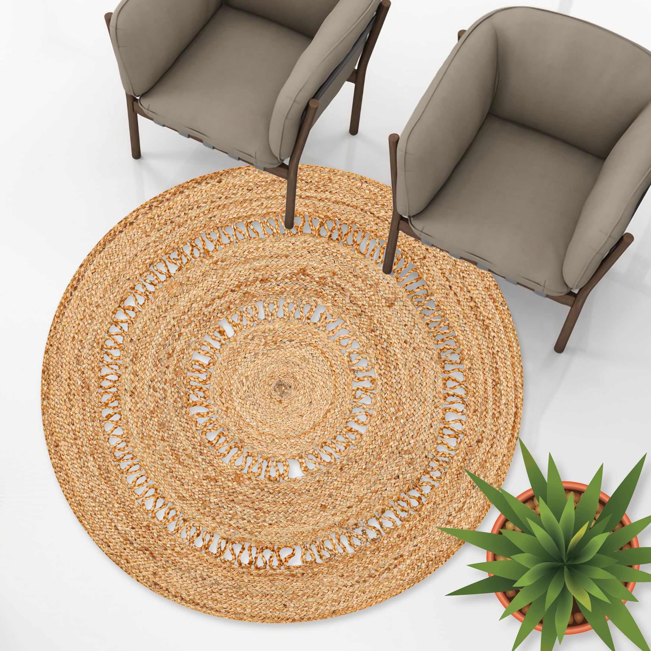 Hand Braided Round Jute Rug Area Round Rug Custom Size Round Rug Indian ...