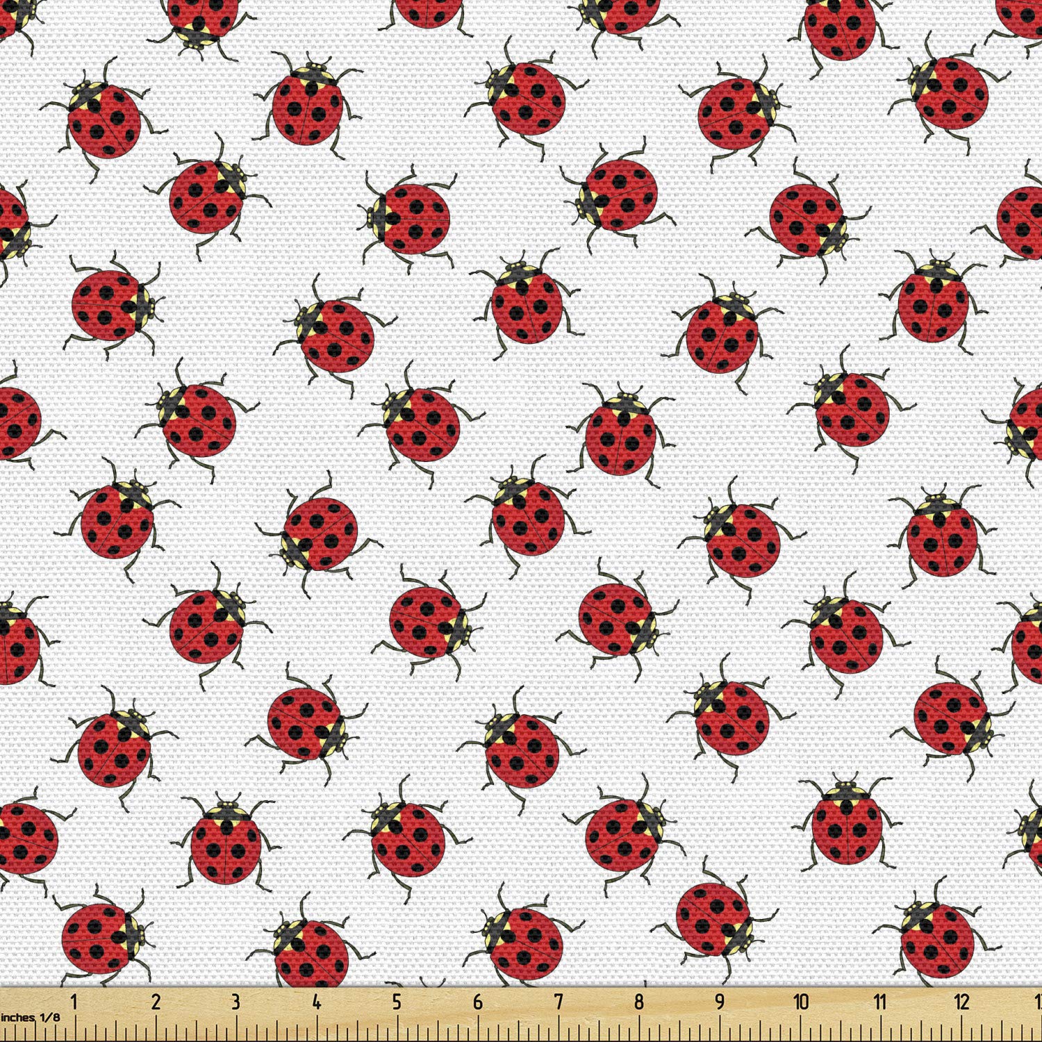 Amazon.com: Ambesonne Ladybugs Fabric by The Yard, Ladybugs Pattern ...