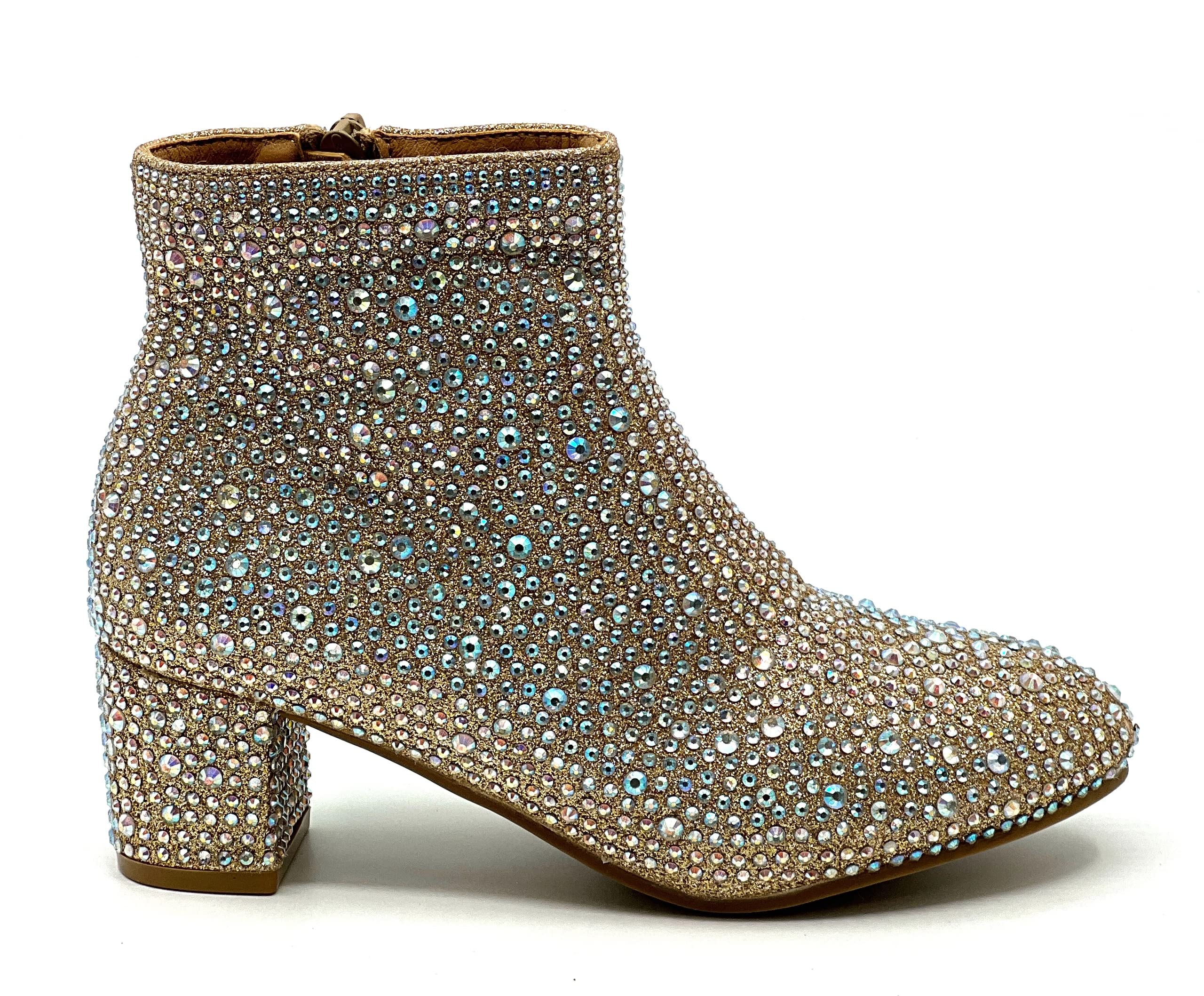 Snapklik.com : Girls Rhinestone Boots Kids Low Heel Dress Booties ...