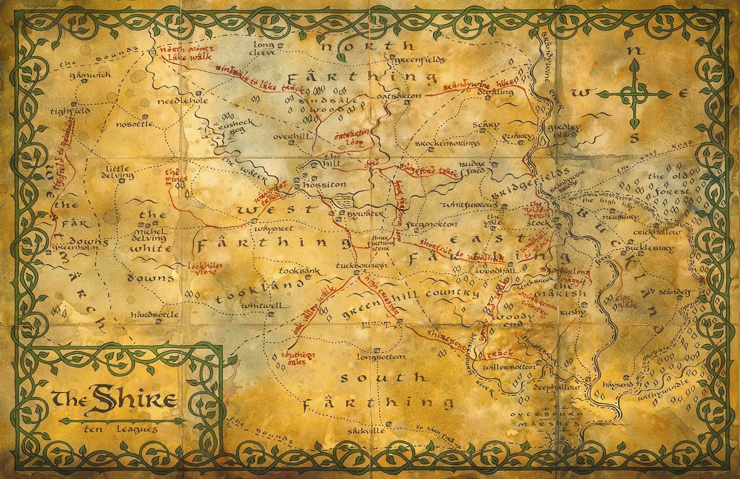 Amazon.com: Shire Map - Fantasy Middle Earth Poster Print (11x17 inches ...