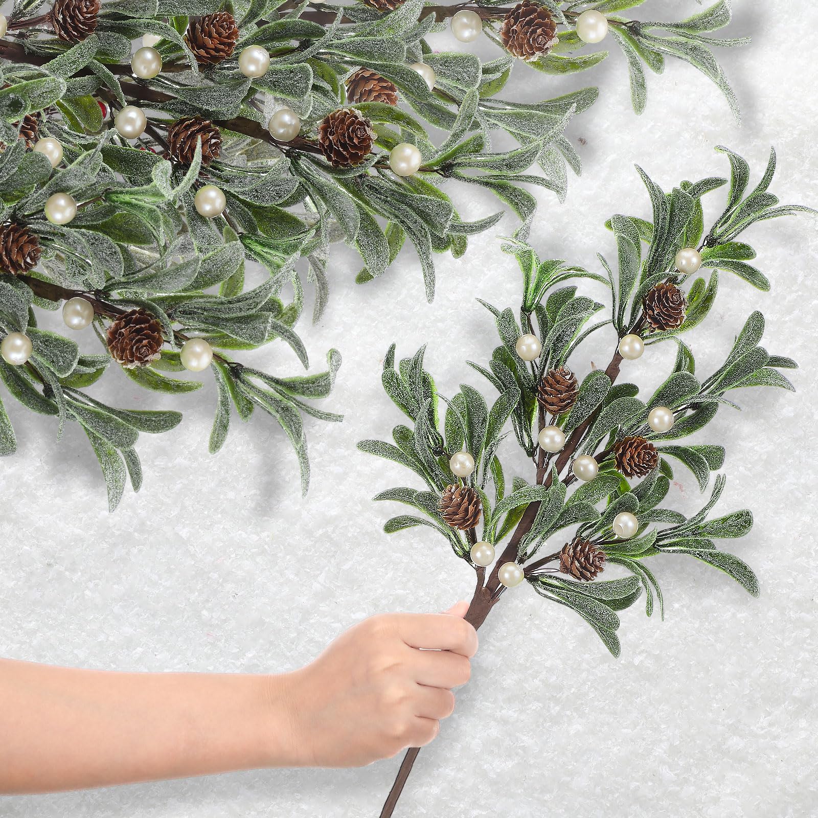 Amazon.com: Solsew 6 Pcs Christmas Artificial Mistletoe Picks 17.3 Inch ...