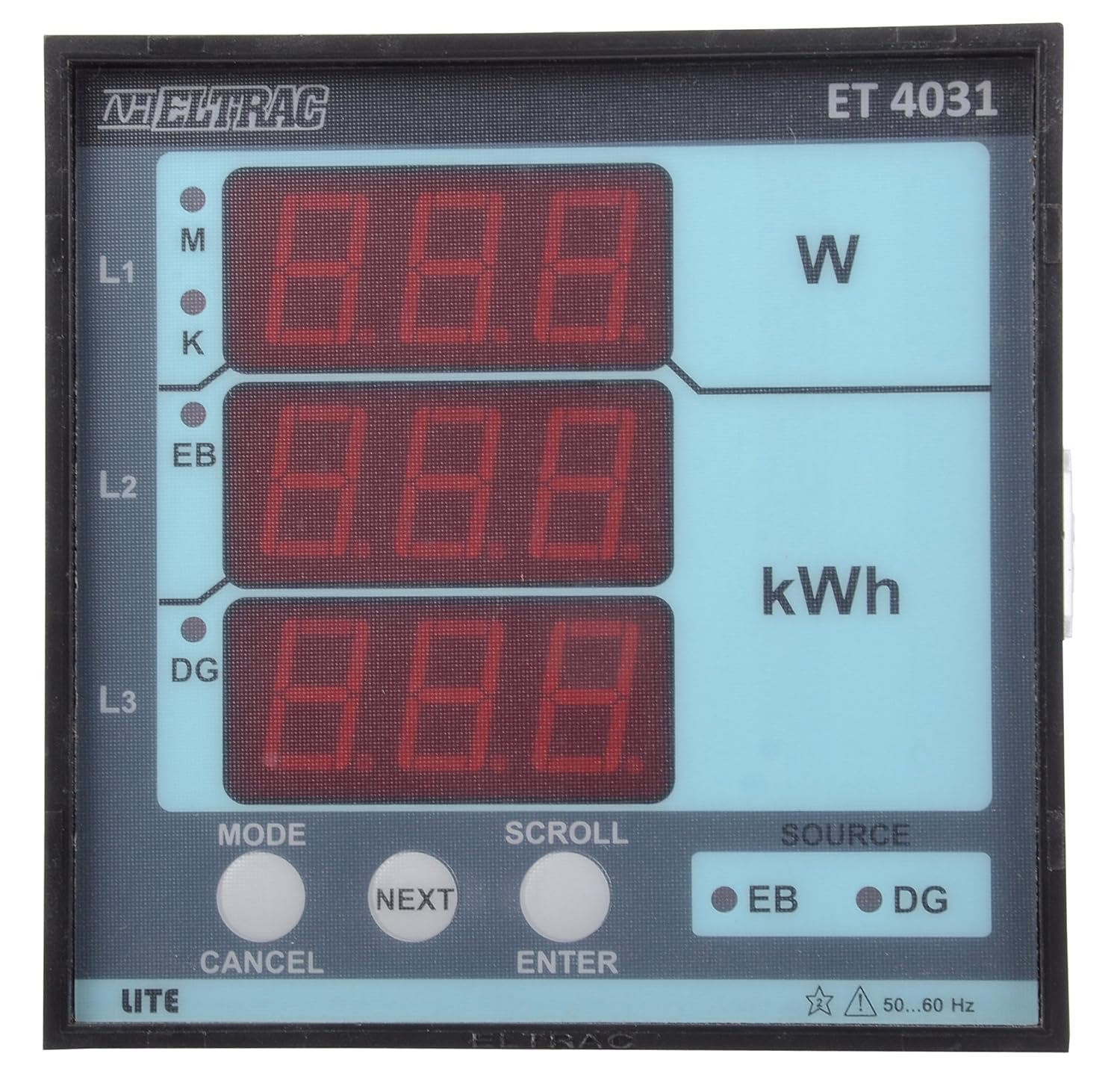 ELTRAC - Dual Source Power & Energy Meter, RS 485 PORT, 9.6 cm x 9.6 cm ...