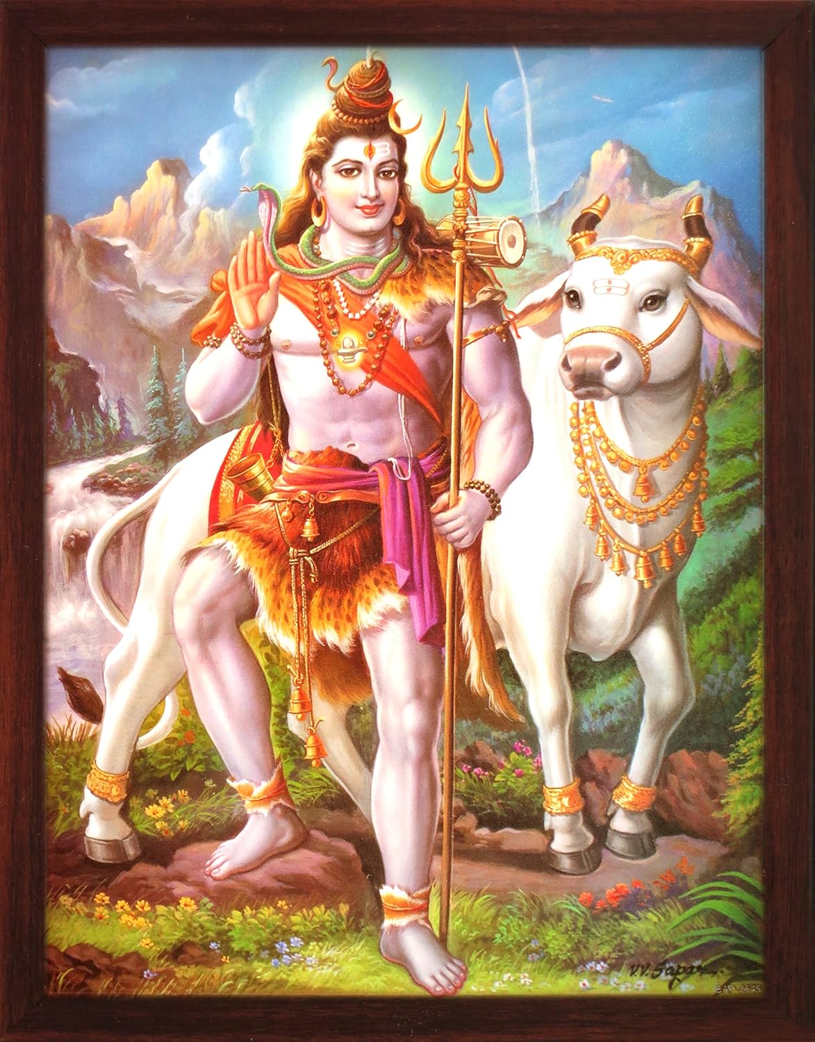 Amazon.com: Handicraft Store Shiva with his Cow Nandi and His Weapon ...