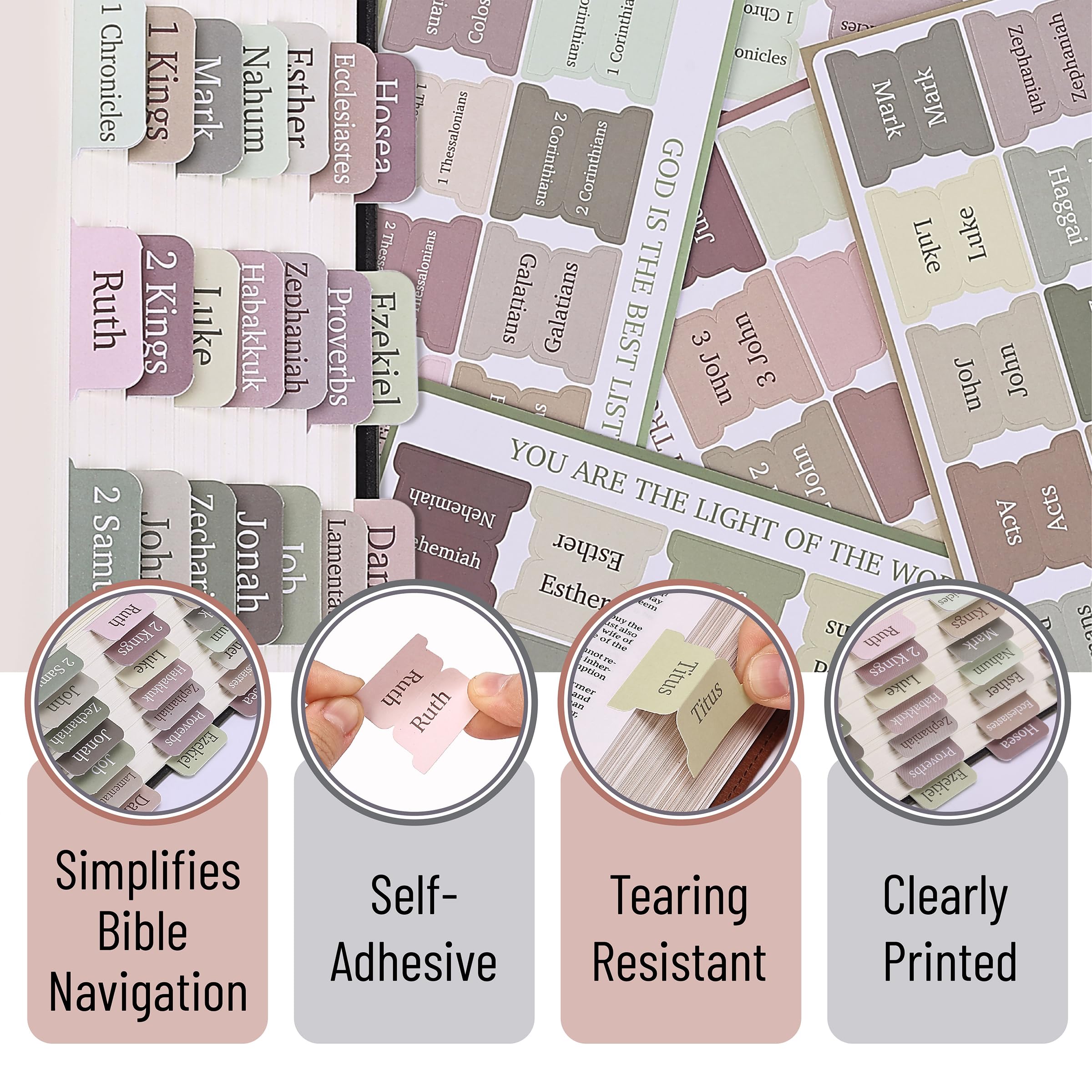 Snapklik.com : Bible Tabs, 75 Tabs, Laminated Bible Tabs For Women And ...