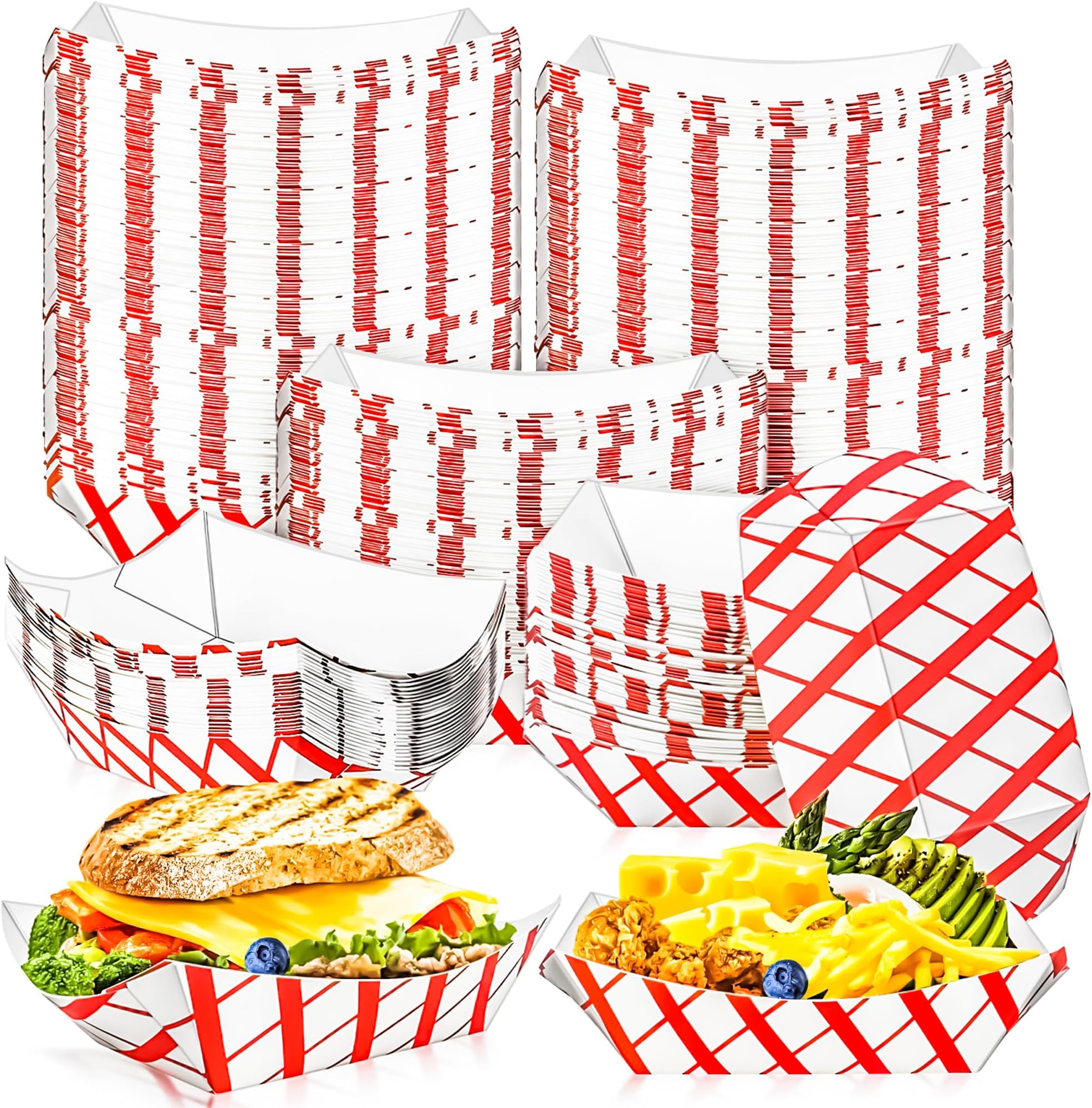 Amazon.com: MotBach 120 Pack 2Lb Checkered Paper Food Boat Trays ...