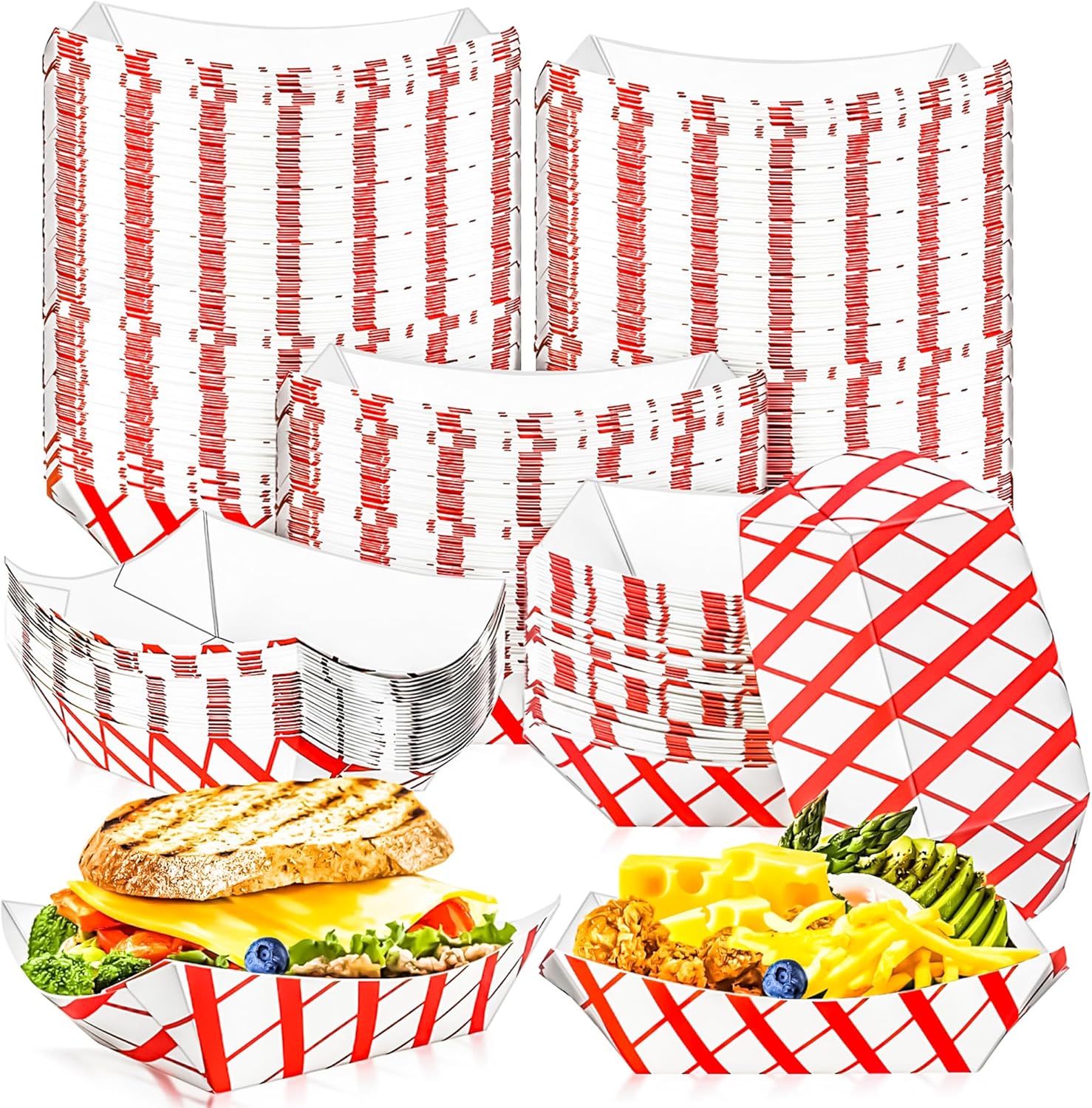 Amazon.com: MotBach 120 Pack 2Lb Paper Food Boat Trays Disposable Paper ...