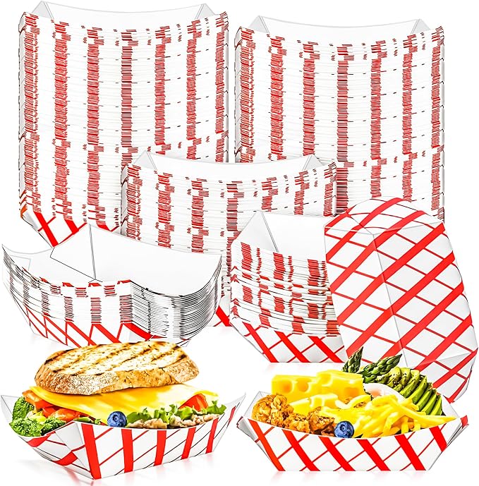 Amazon.com: MotBach 120 Pack 2Lb Paper Food Boat Trays Disposable Paper ...