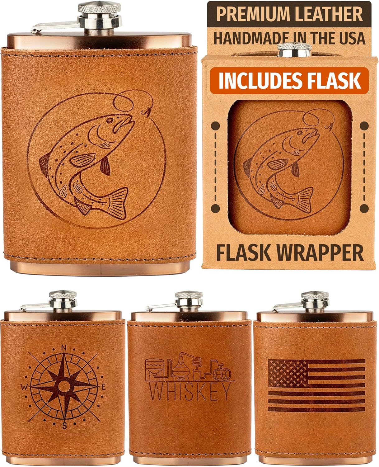 Amazon.com | Oowee Genuine Leather Sleeve + Flask | Great Groomsmen ...