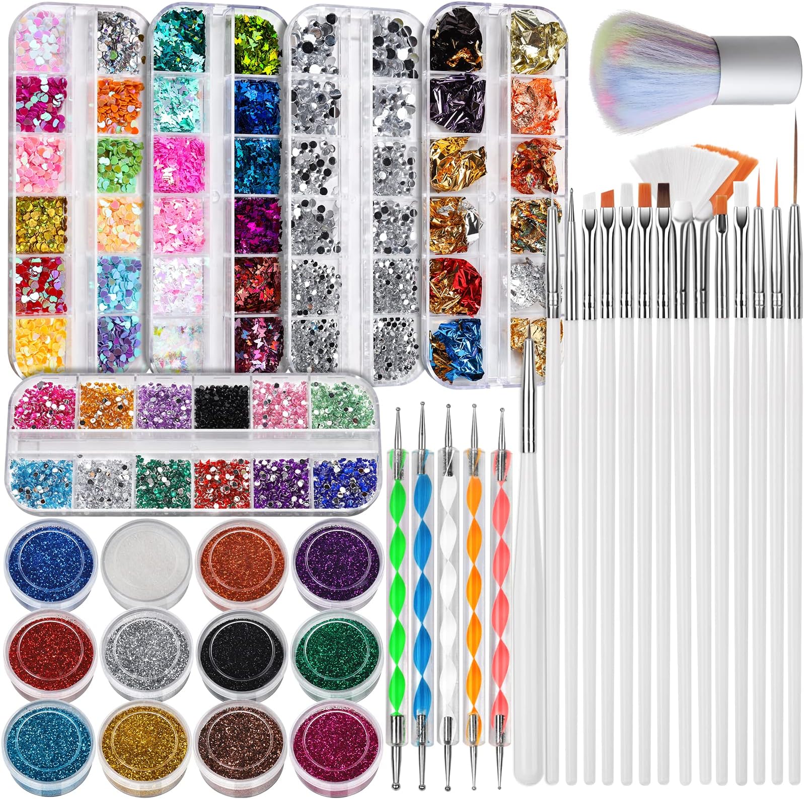 Amazon.com: FANDAMEI Nail Art Brushes Kit, Nail Design Tools Set with ...