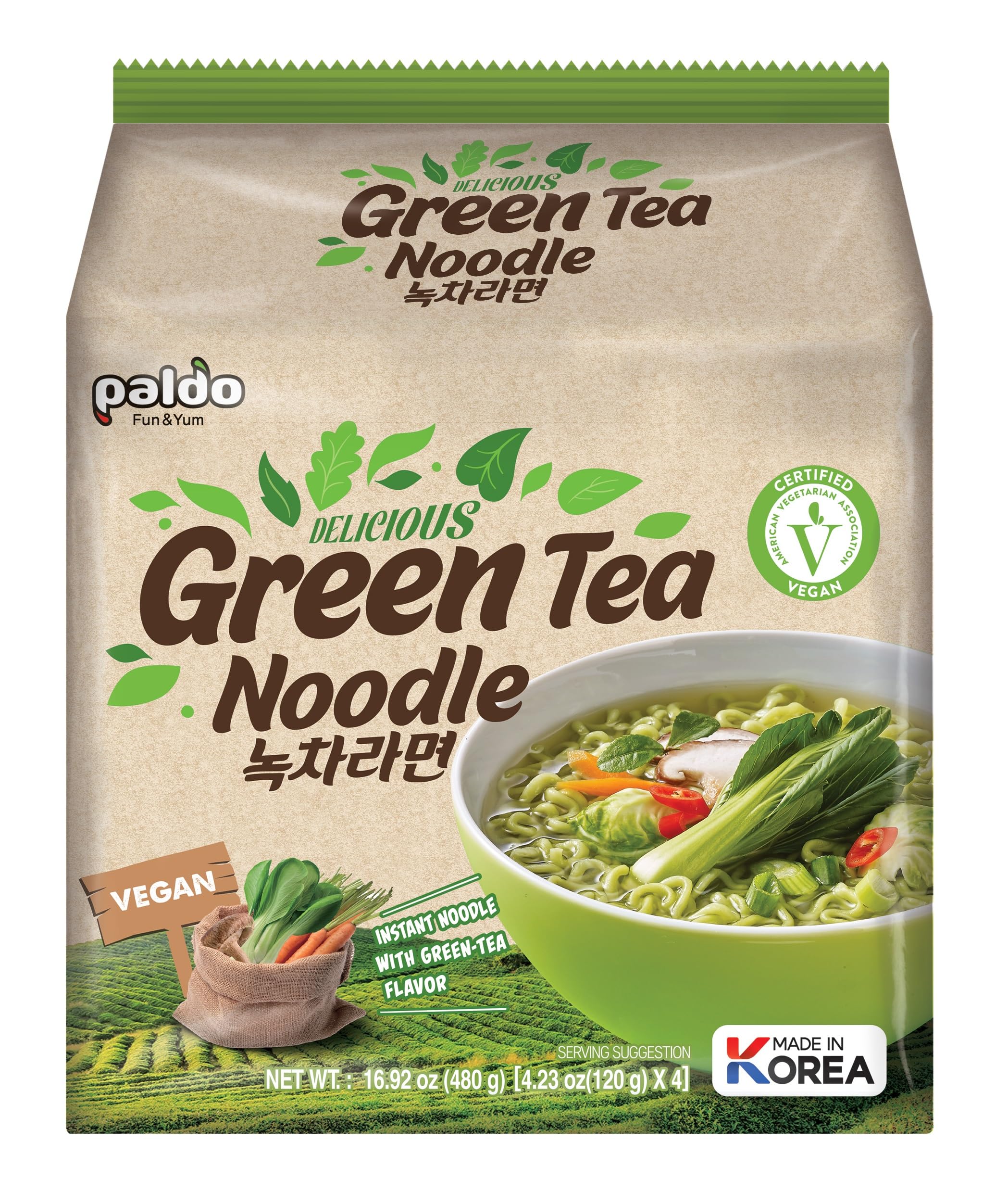 Paldo Delicious Green Tea Noodle Vegan Korean Ramen Noodles Enjoy ...