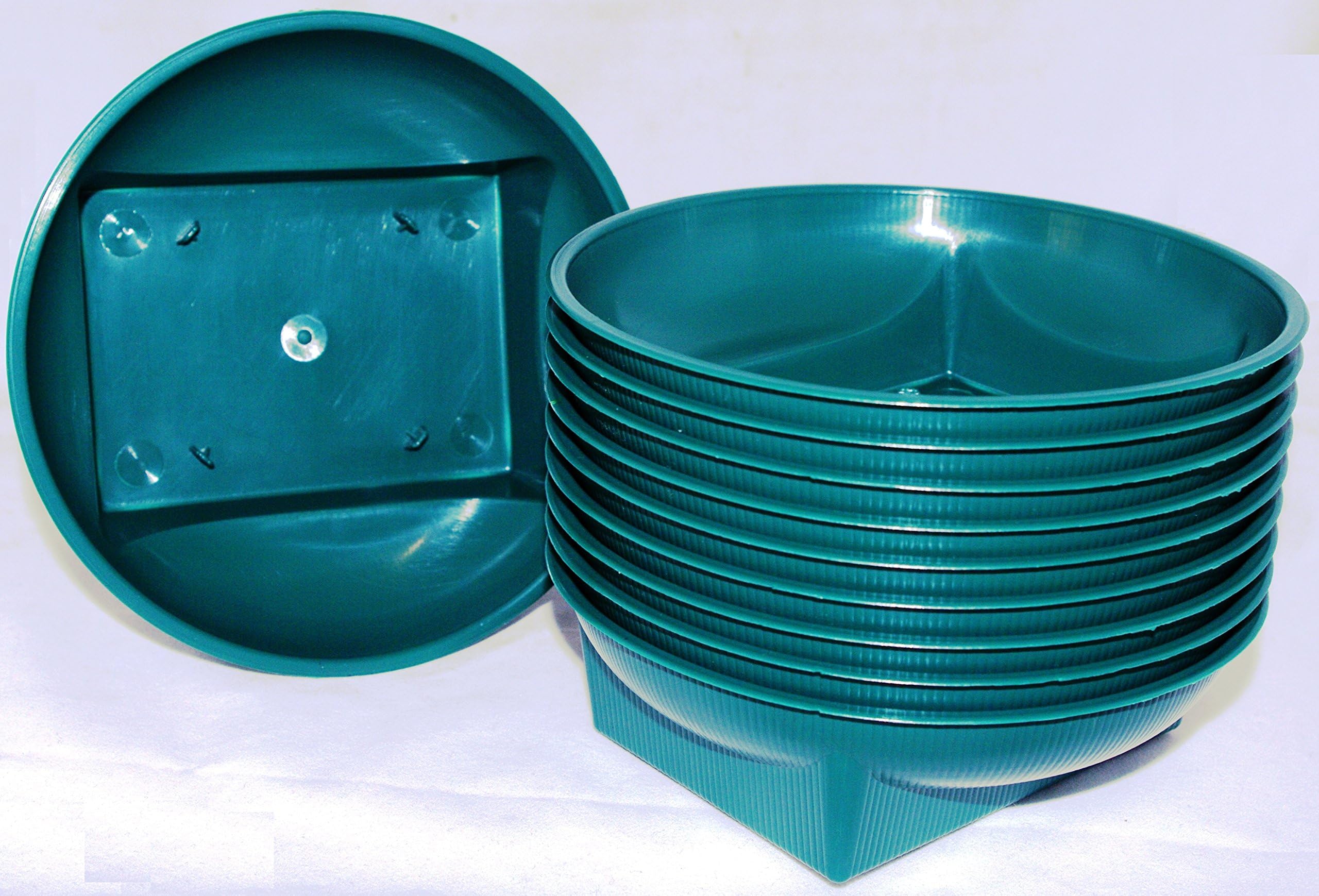 10 Green Round Square Based Plastic Posy or Flower Bowl for Oasis ...