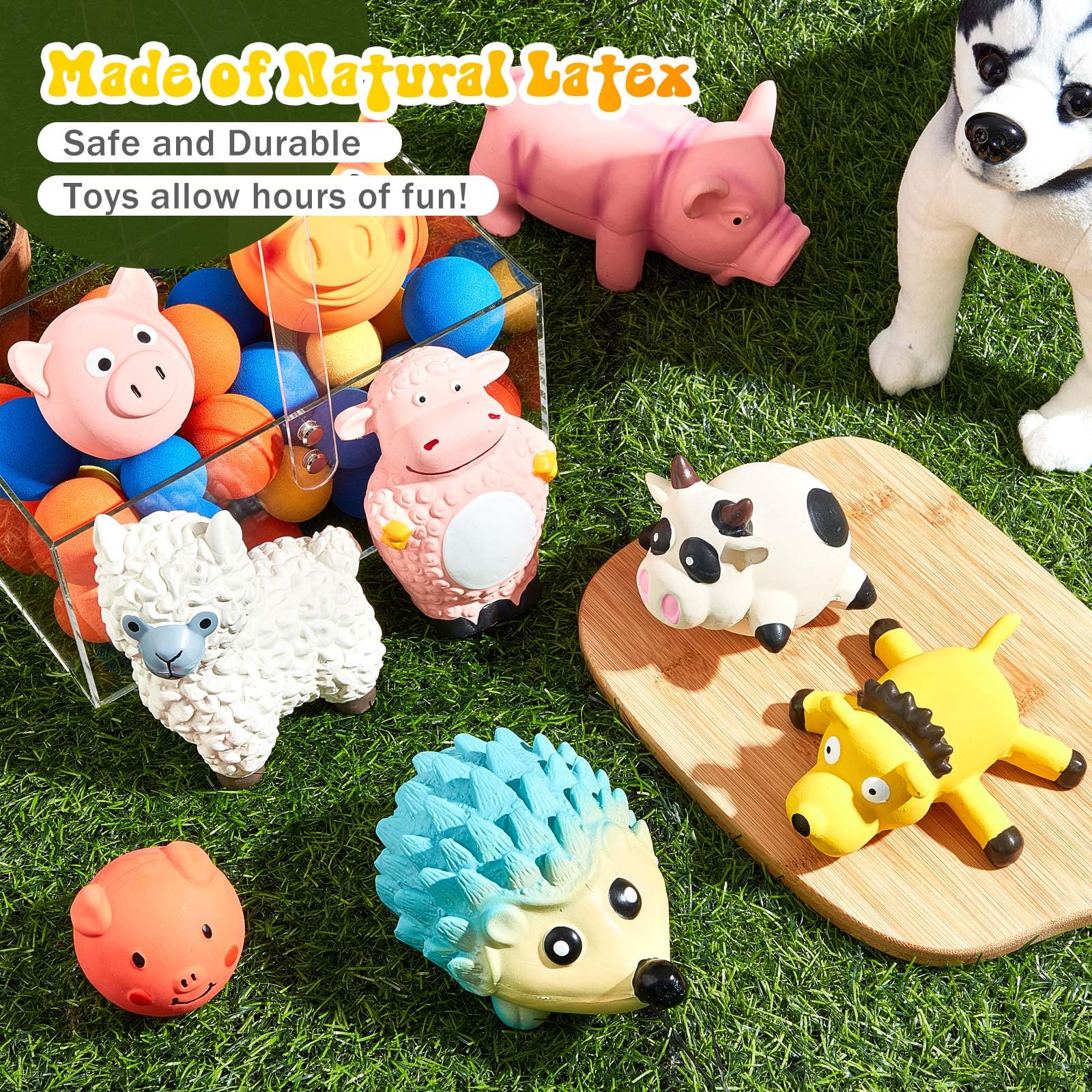 Liliful 9 Pcs Squeak Latex Dog Toys Soft Rubber Dog Chew Toy Grunting ...