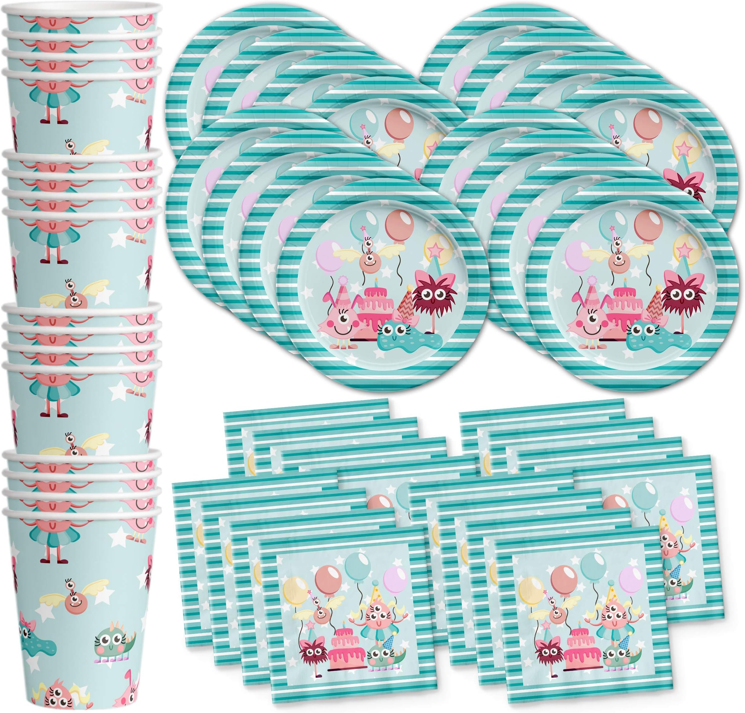 Amazon.com: 96 Pcs Monster Truck 3rd Birthday Party Supplies 350 GSM ...