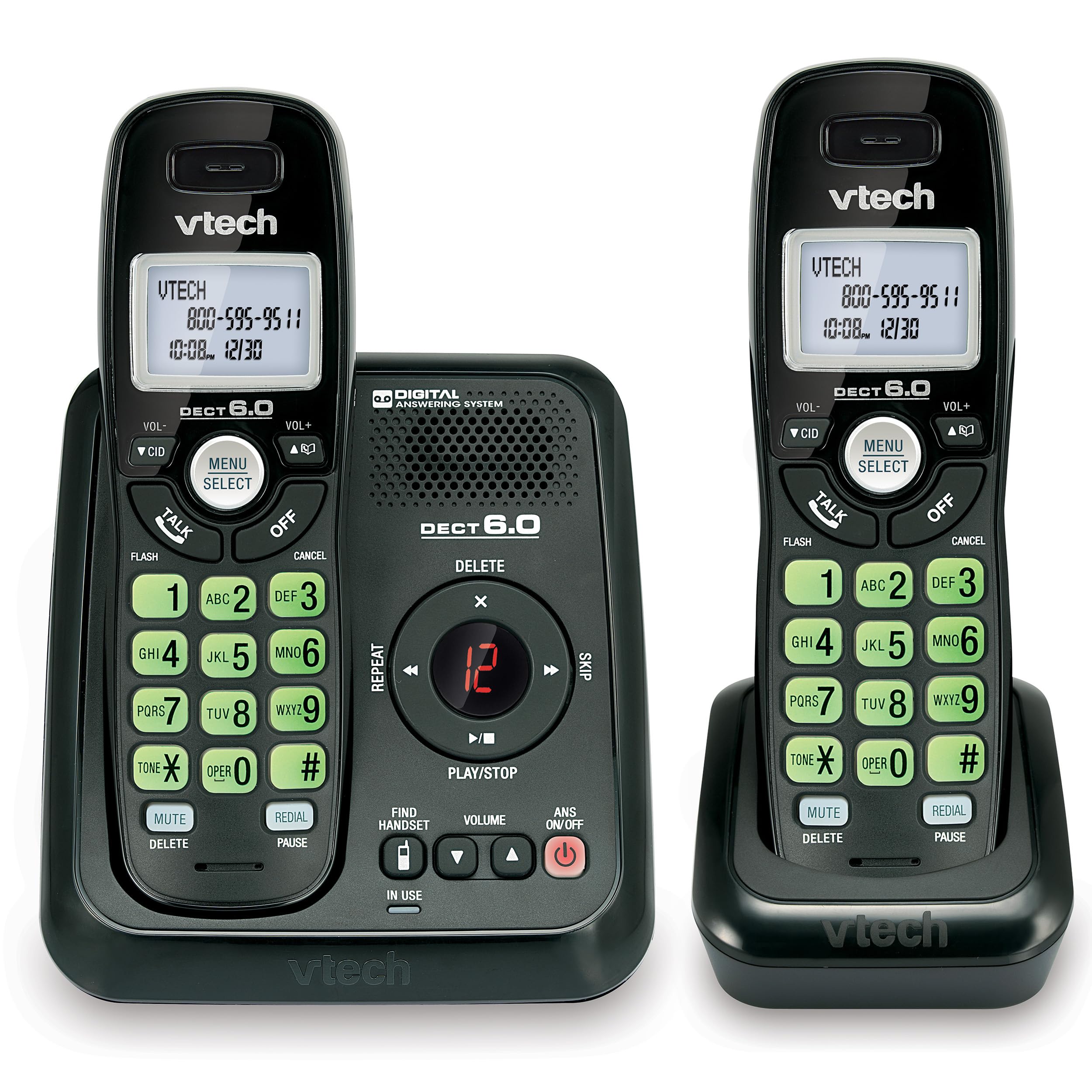 Vtech Dect 6.0 2-Handset Cordless Phone System with Digital Answering ...