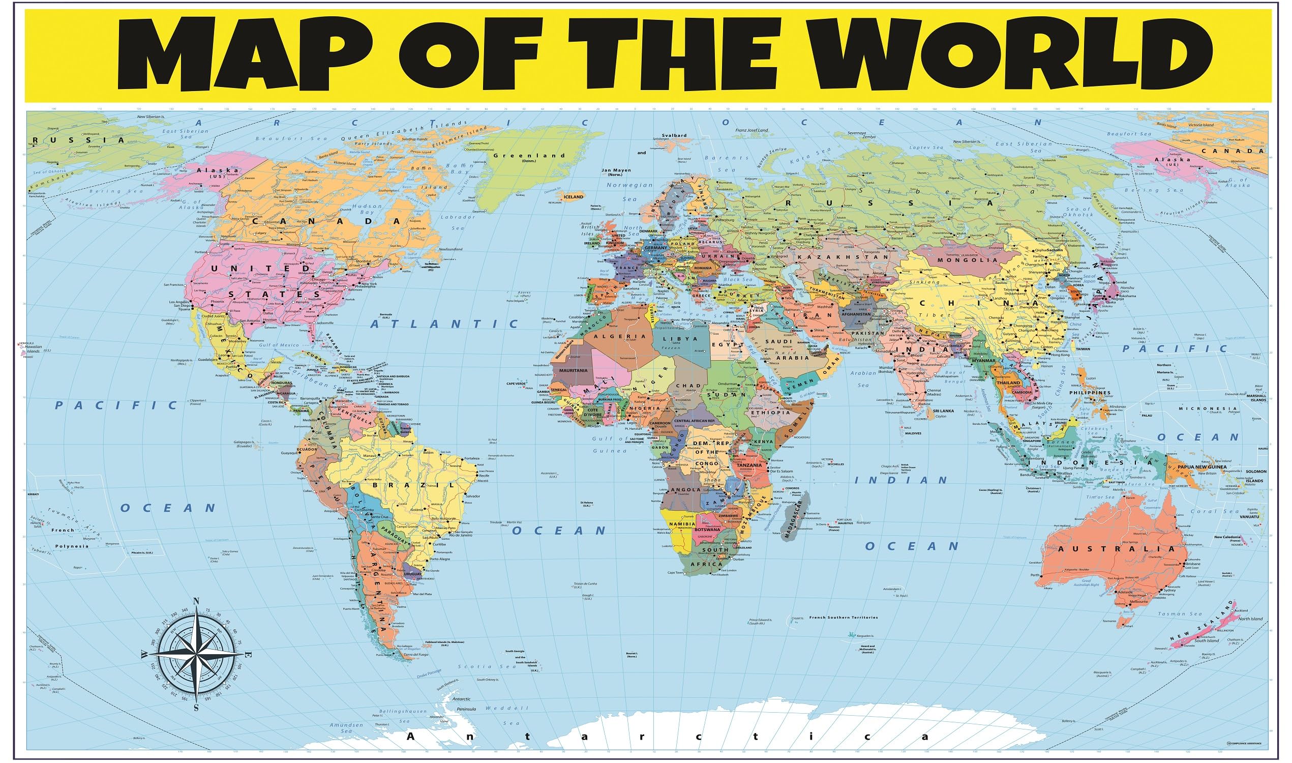 World Map Printable Poster Vintage Old World Map British Empire 1800's