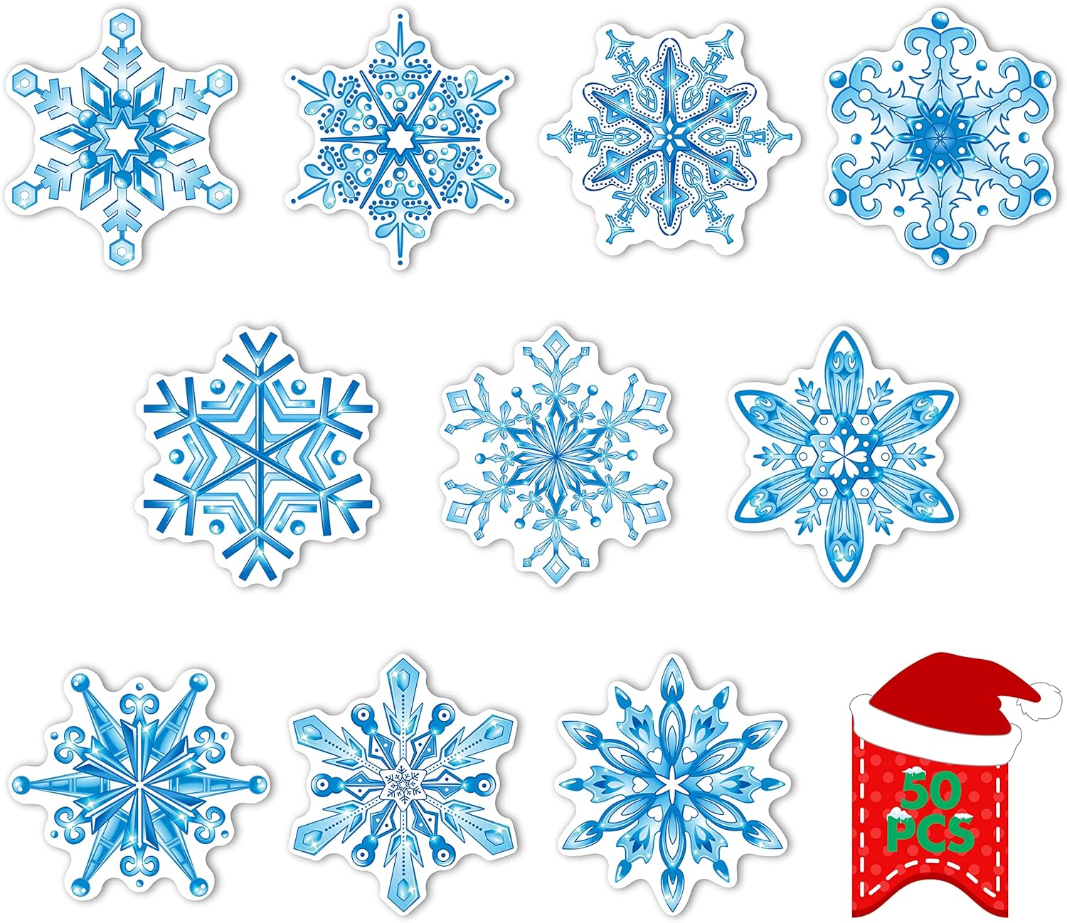 Amazon.com: 50 PCS Snowflake Cutouts, Double Sided Printing Christmas ...