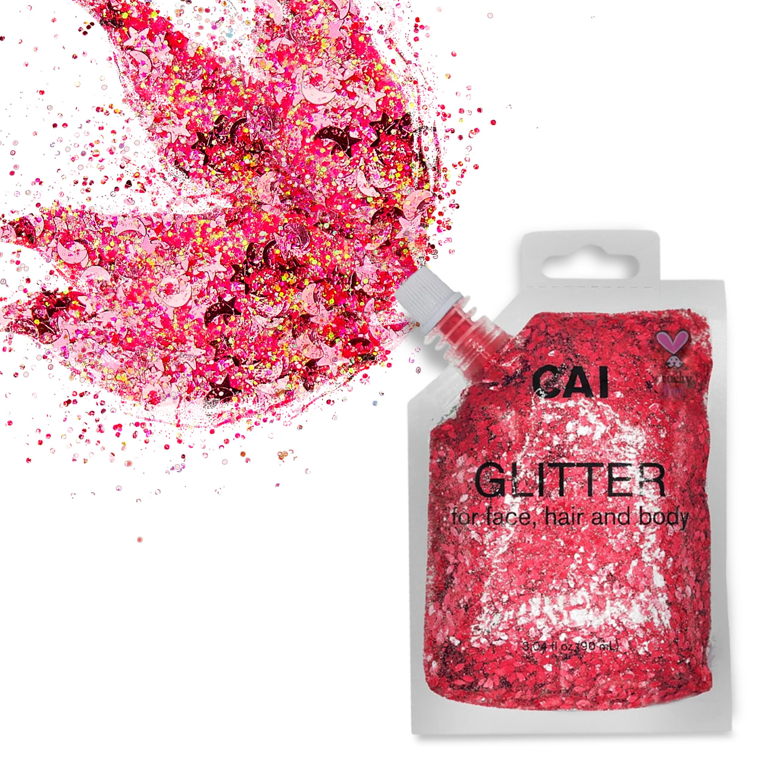 Amazon.com : Body Glitter Gel- Face, Body & Hair (1 Pk Red) Chunky ...